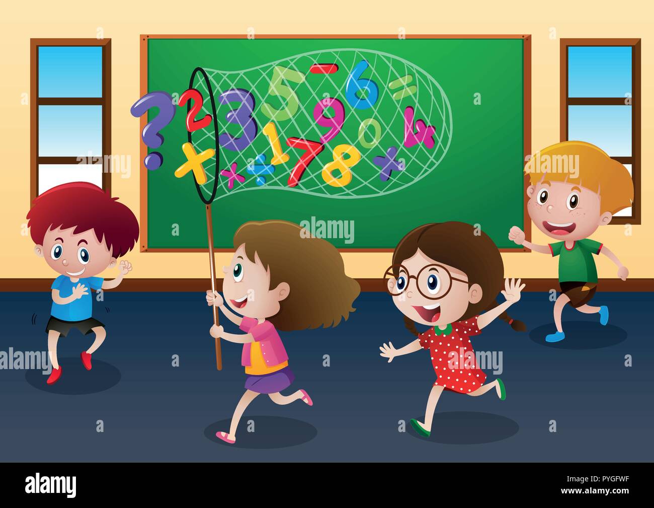 Classroom Clipart Numbers Cartoon