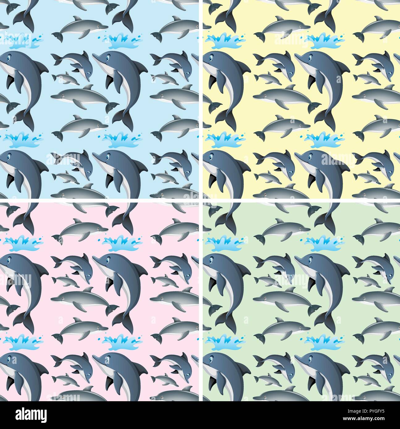 Seamless background design with dolphins illustration Stock Vector ...
