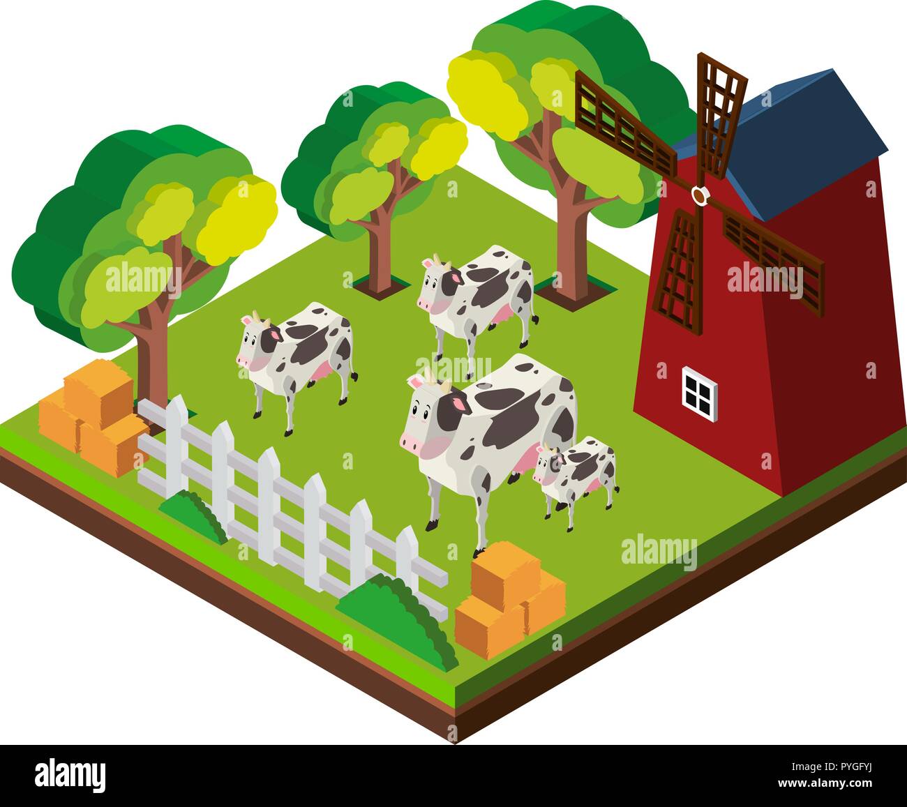3D design for cows in the farm illustration Stock Vector Image & Art ...