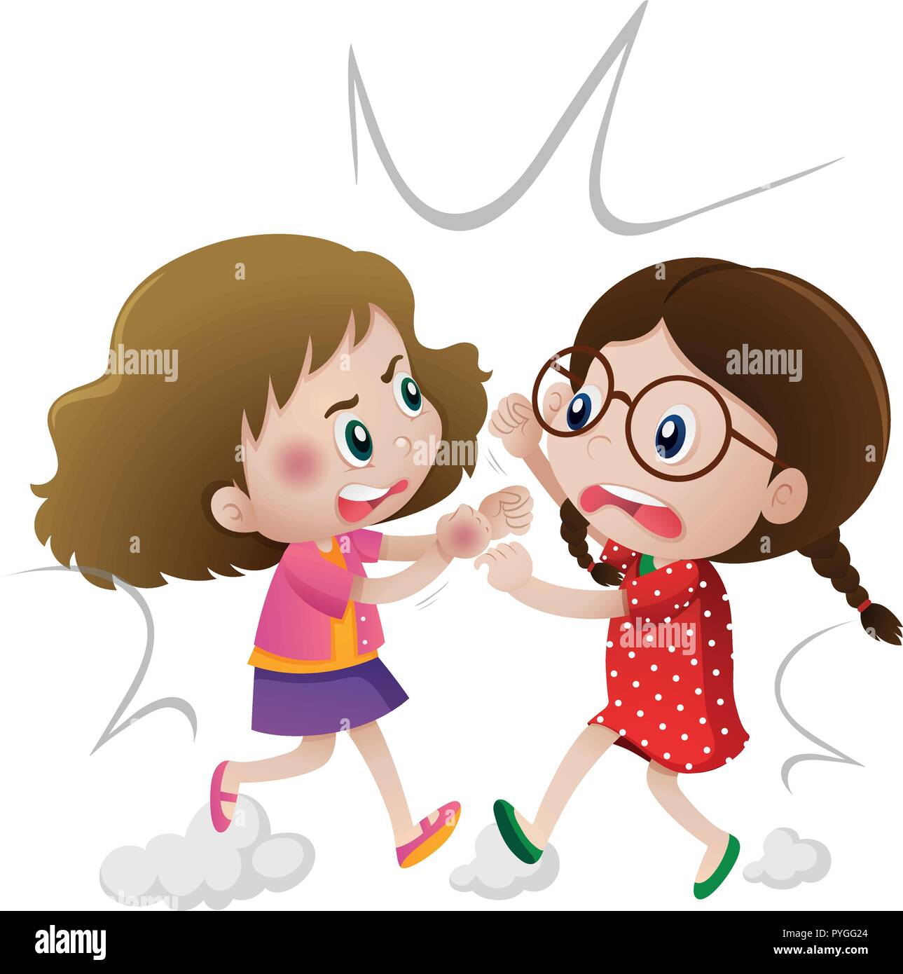 Young Girls Fighting Stock Vector Images - Alamy