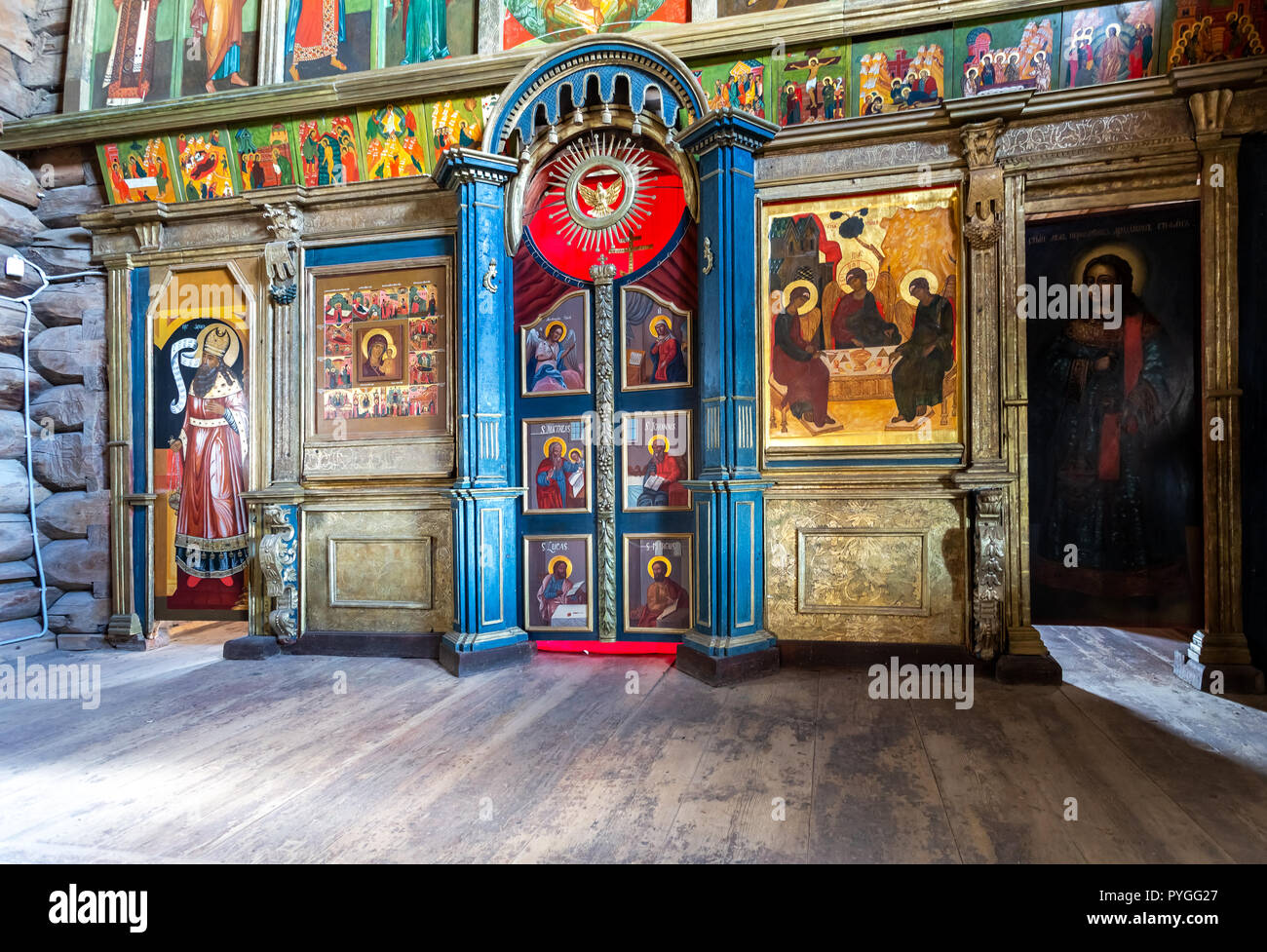 Sviyazhsk, Russia - June 11, 2018: Fragment of the orthodox iconostasis ...
