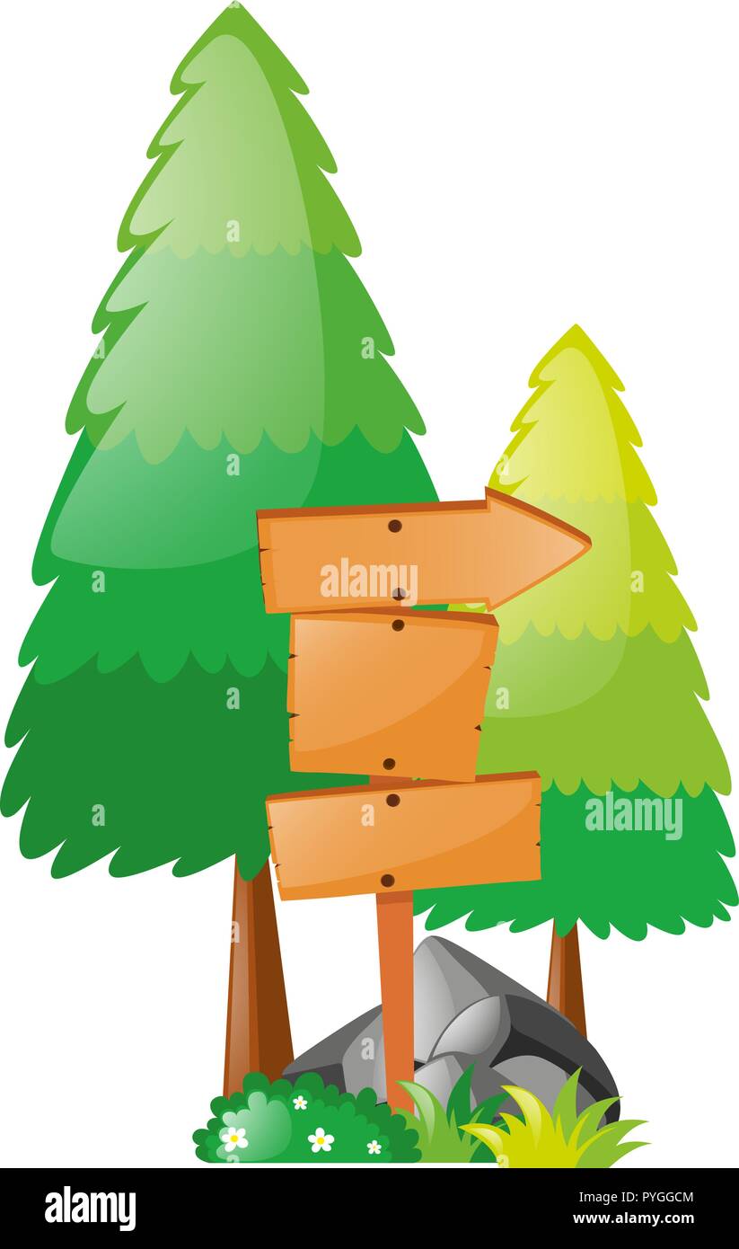Wooden board and pine trees illustration Stock Vector Image & Art - Alamy