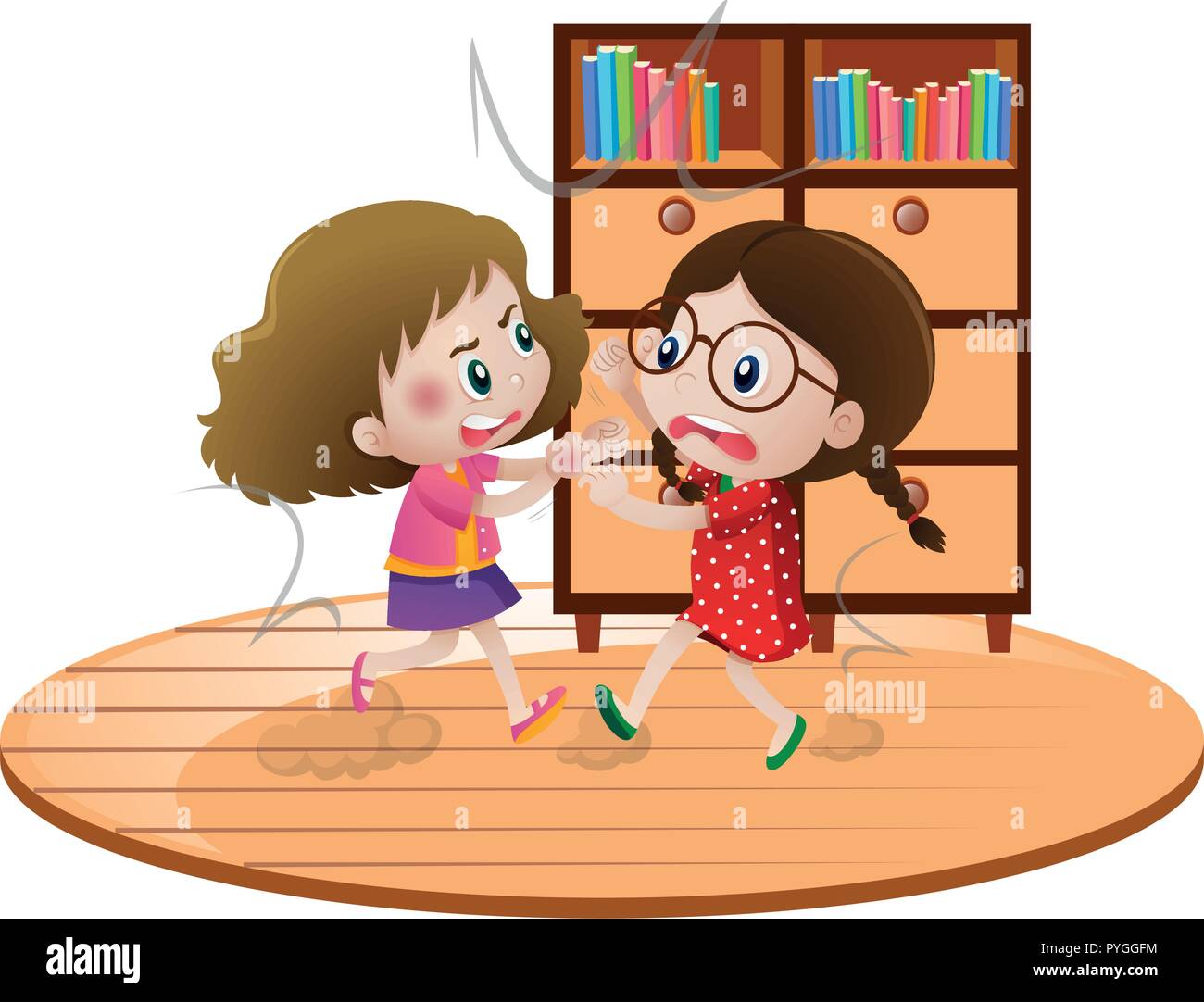 Two girls fighting in room illustration Stock Vector Image & Art - Alamy