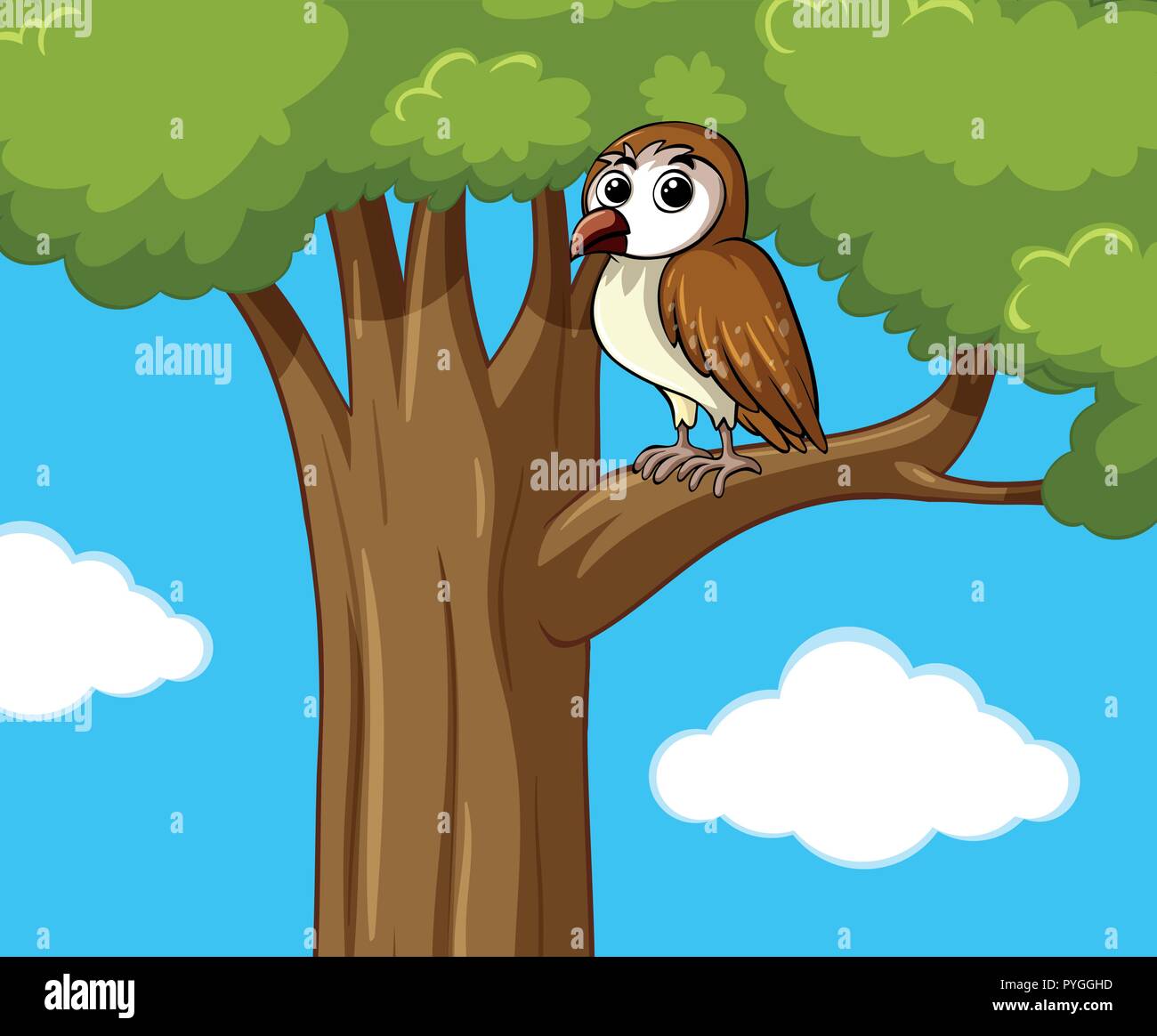 Cute owl on the tree illustration Stock Vector Image & Art - Alamy