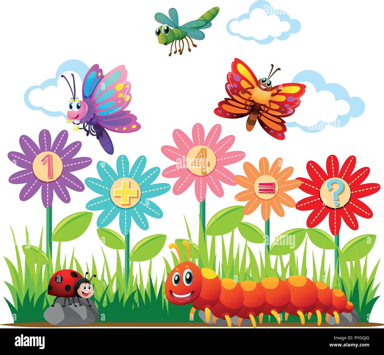 Insects and addition question illustration Stock Vector Image & Art - Alamy
