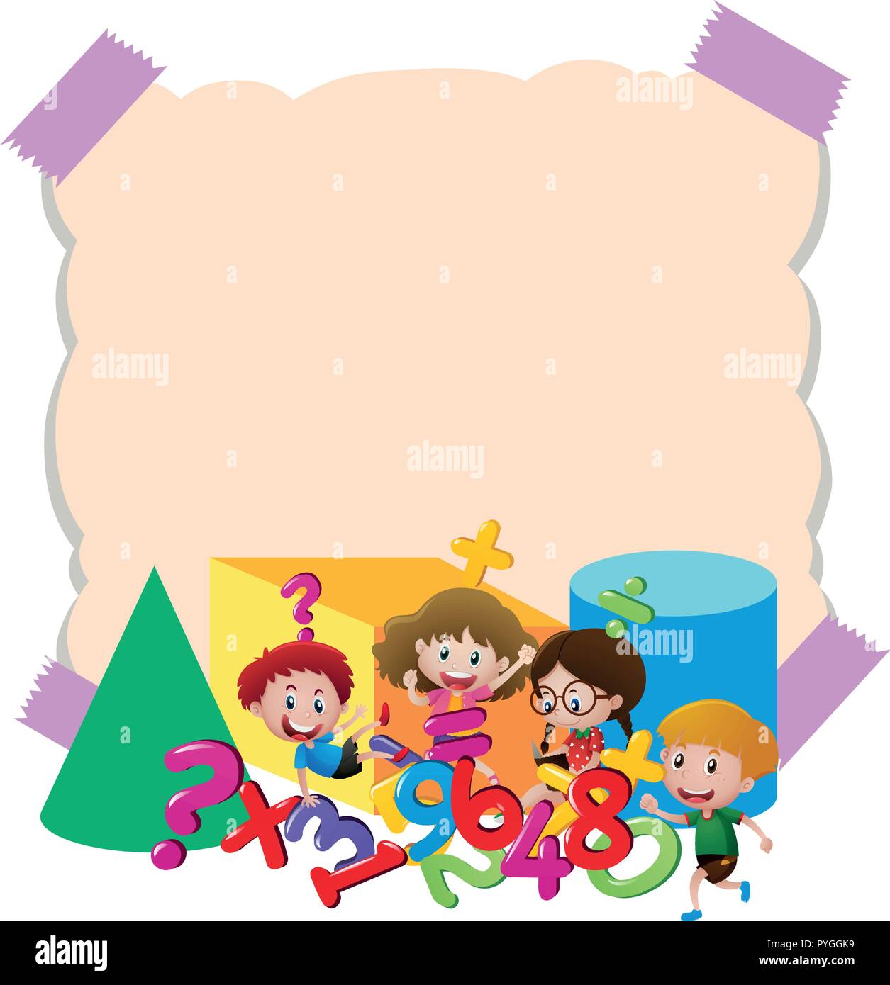 Paper template with kids and numbers illustration Stock Vector Image ...
