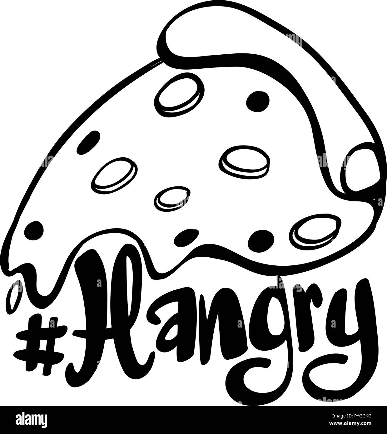 Word expression for hangry with pizza slice illustration Stock Vector ...