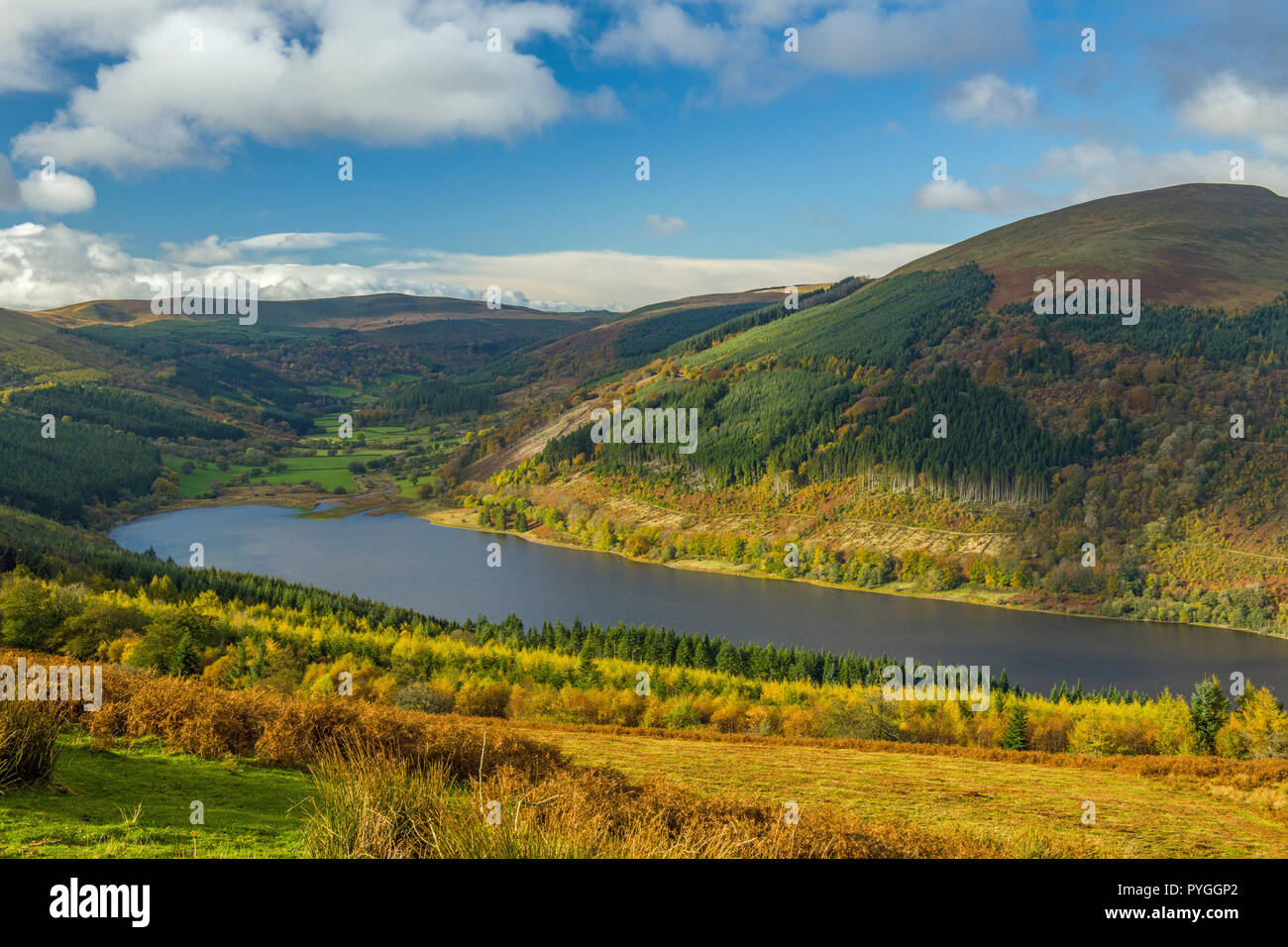 The Talybont Reservoir and Valley in the Central Brecon Beacons seen ...