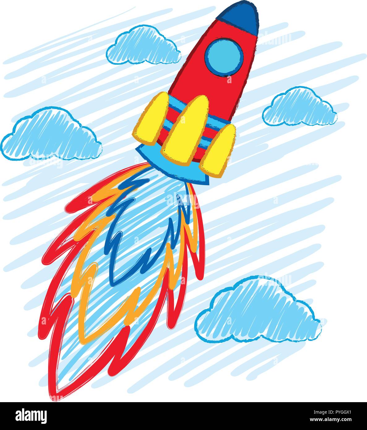 Doodle rocket Stock Vector Images - Alamy