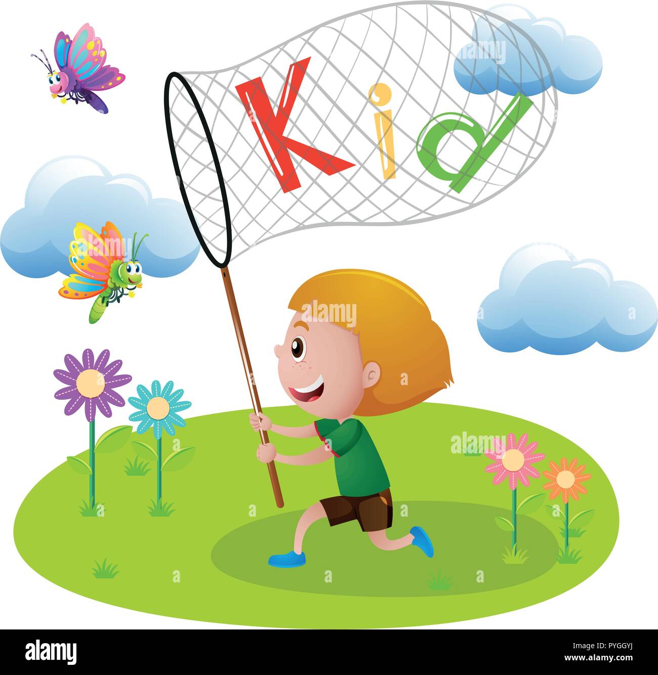 Child butterfly garden Stock Vector Images - Alamy