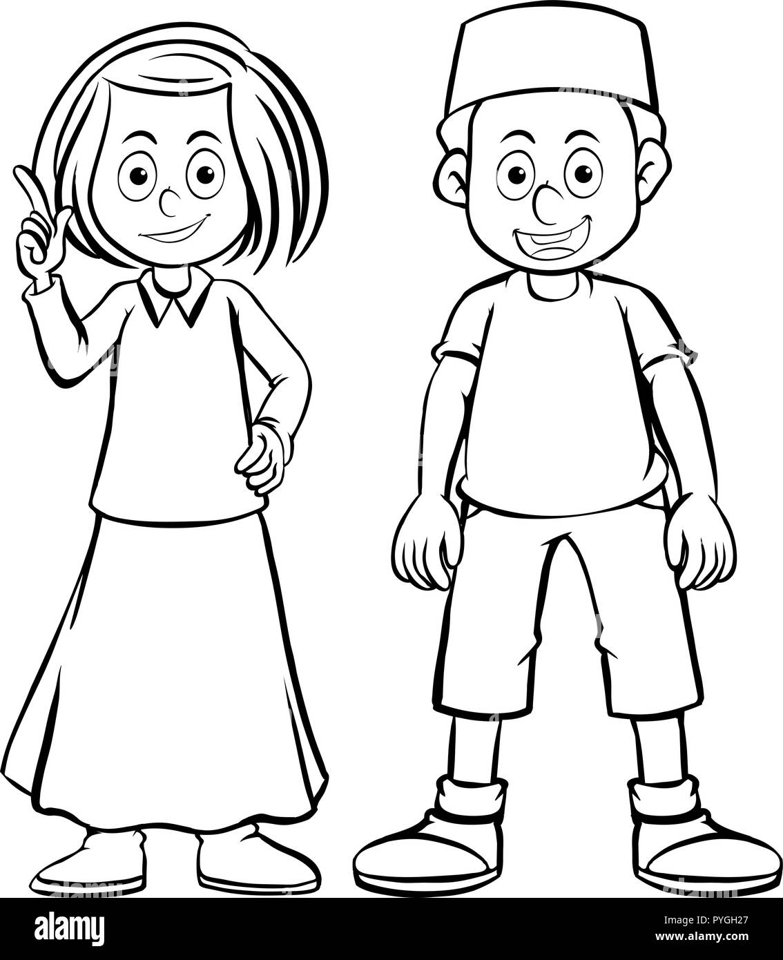 Doodles character girl and boy illustration Stock Vector Image & Art ...