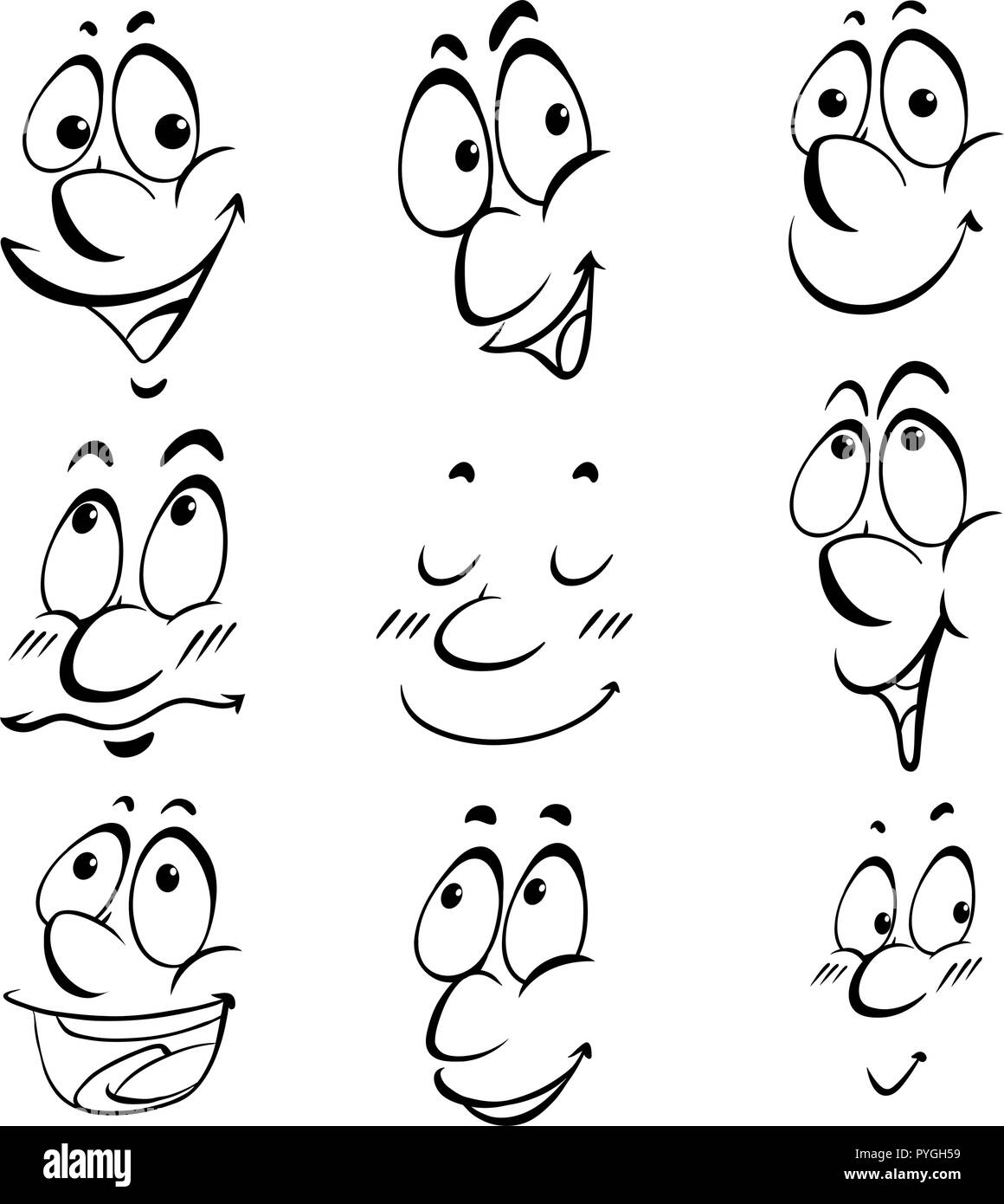 Different Facial Expressions Of Human Illustration Stock Vector Image And Art Alamy