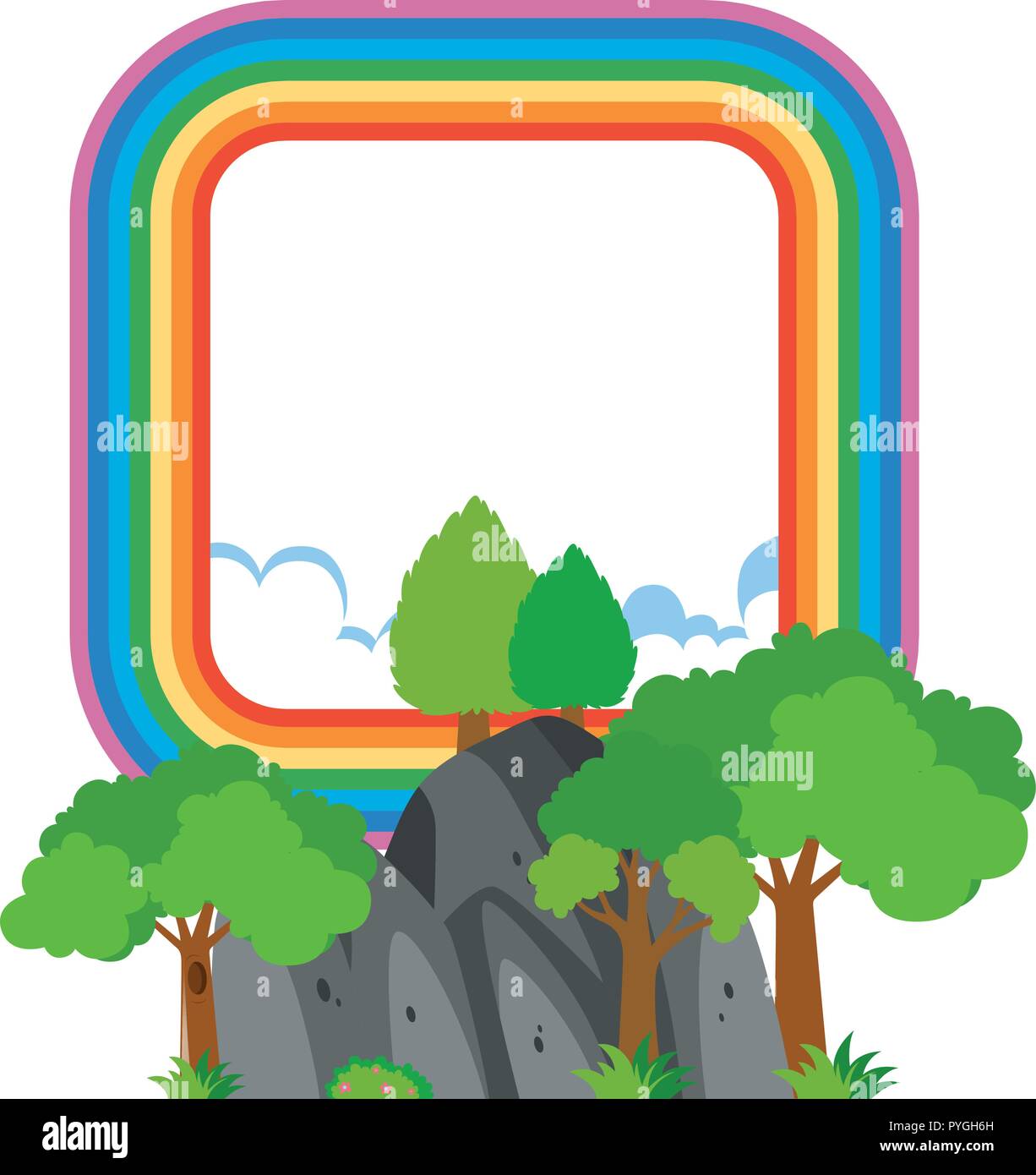 Rainbow frame over the mountain illustration Stock Vector Image & Art ...