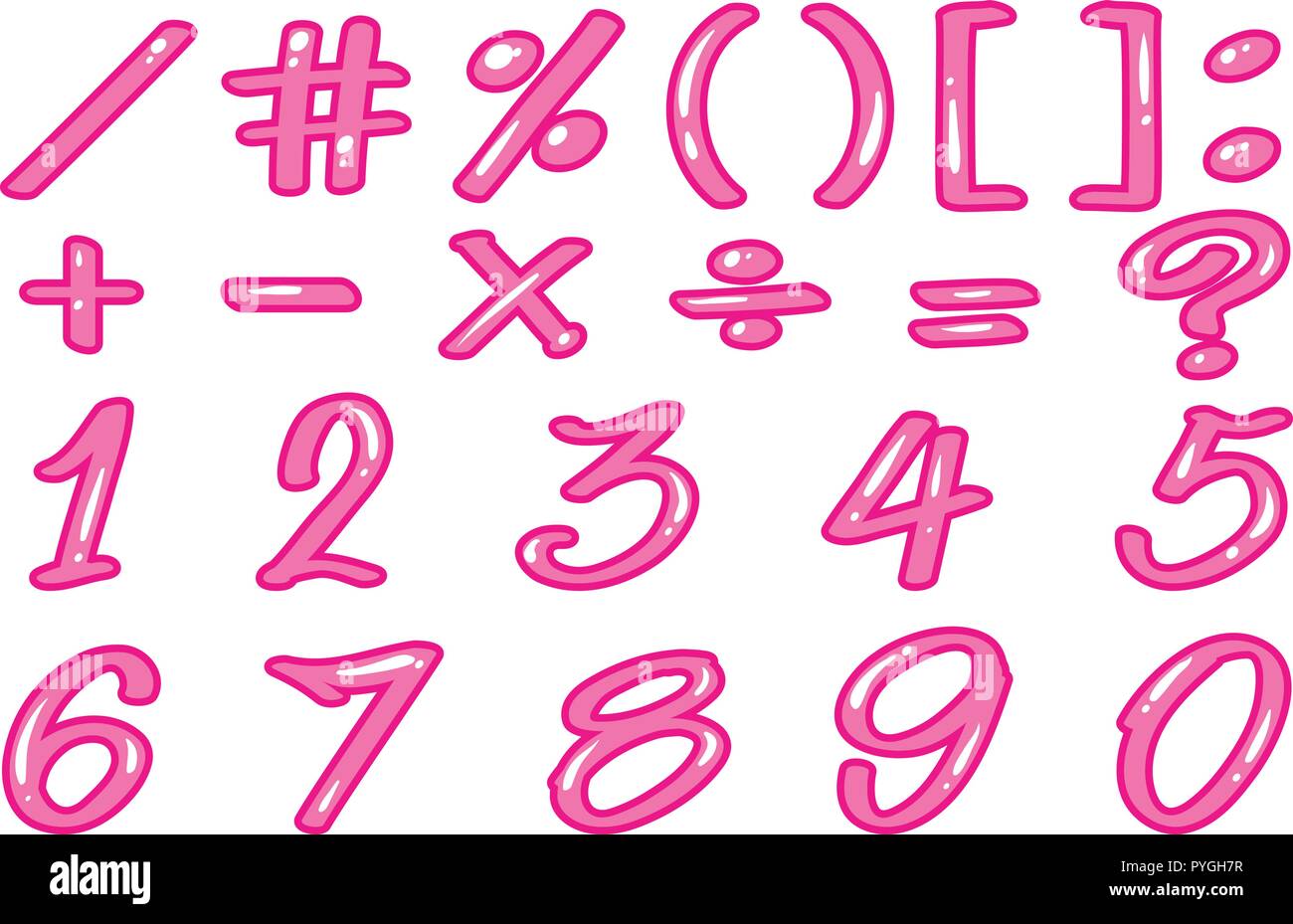 Numbers and signs in pink illustration Stock Vector Image & Art - Alamy