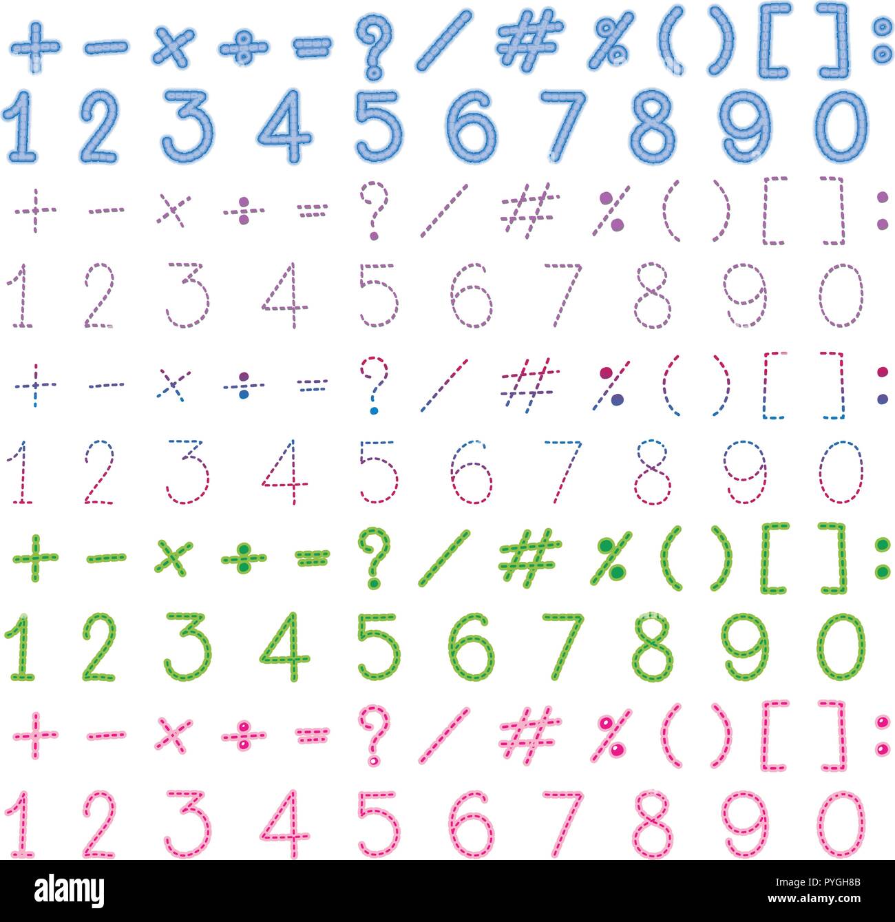 Numbers and signs in many colors illustration Stock Vector Image & Art ...