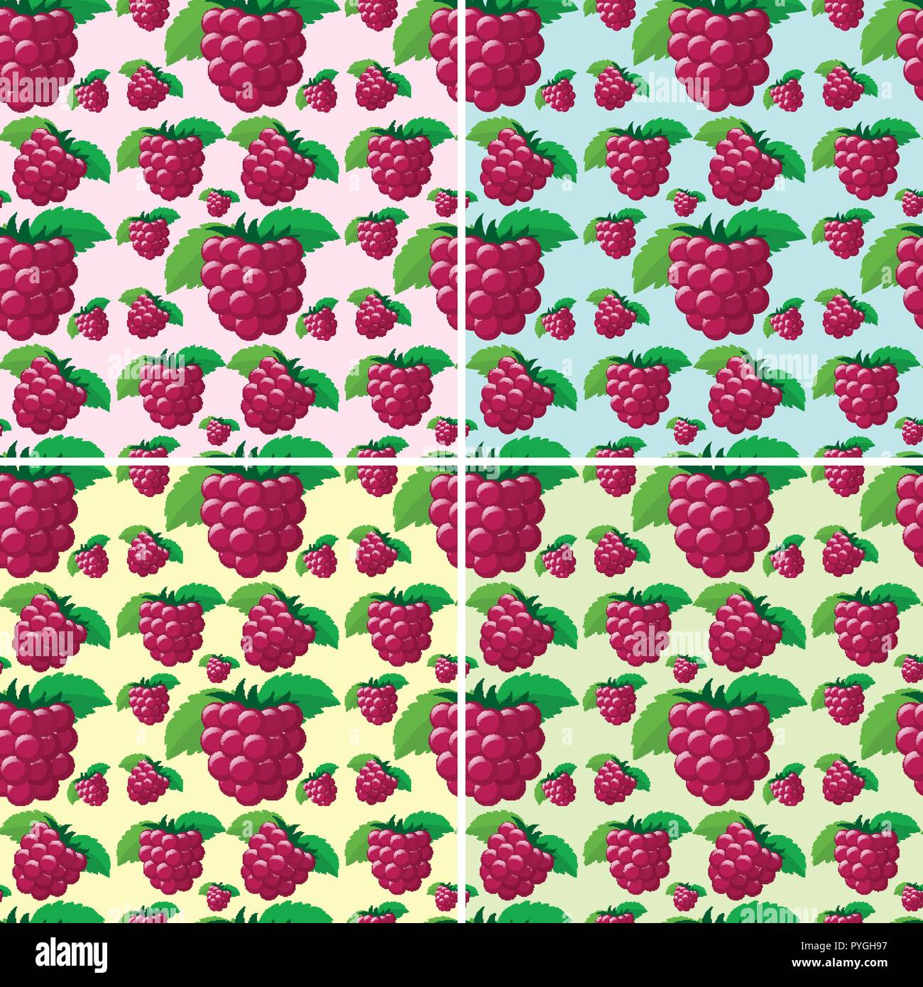 Seamless background design with raspberries illustration Stock Vector ...