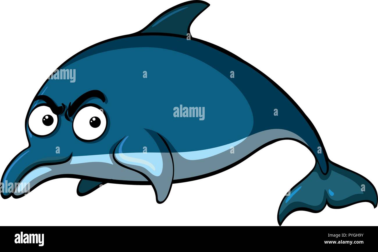 Blue dolphine with serious face illustration Stock Vector Image & Art ...