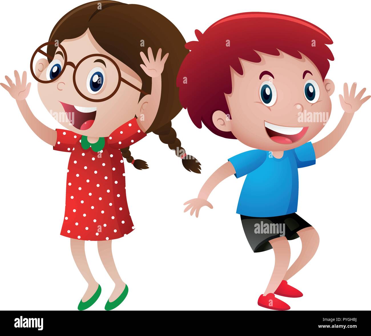 Happy boy and girl dancing illustration Stock Vector Image & Art - Alamy