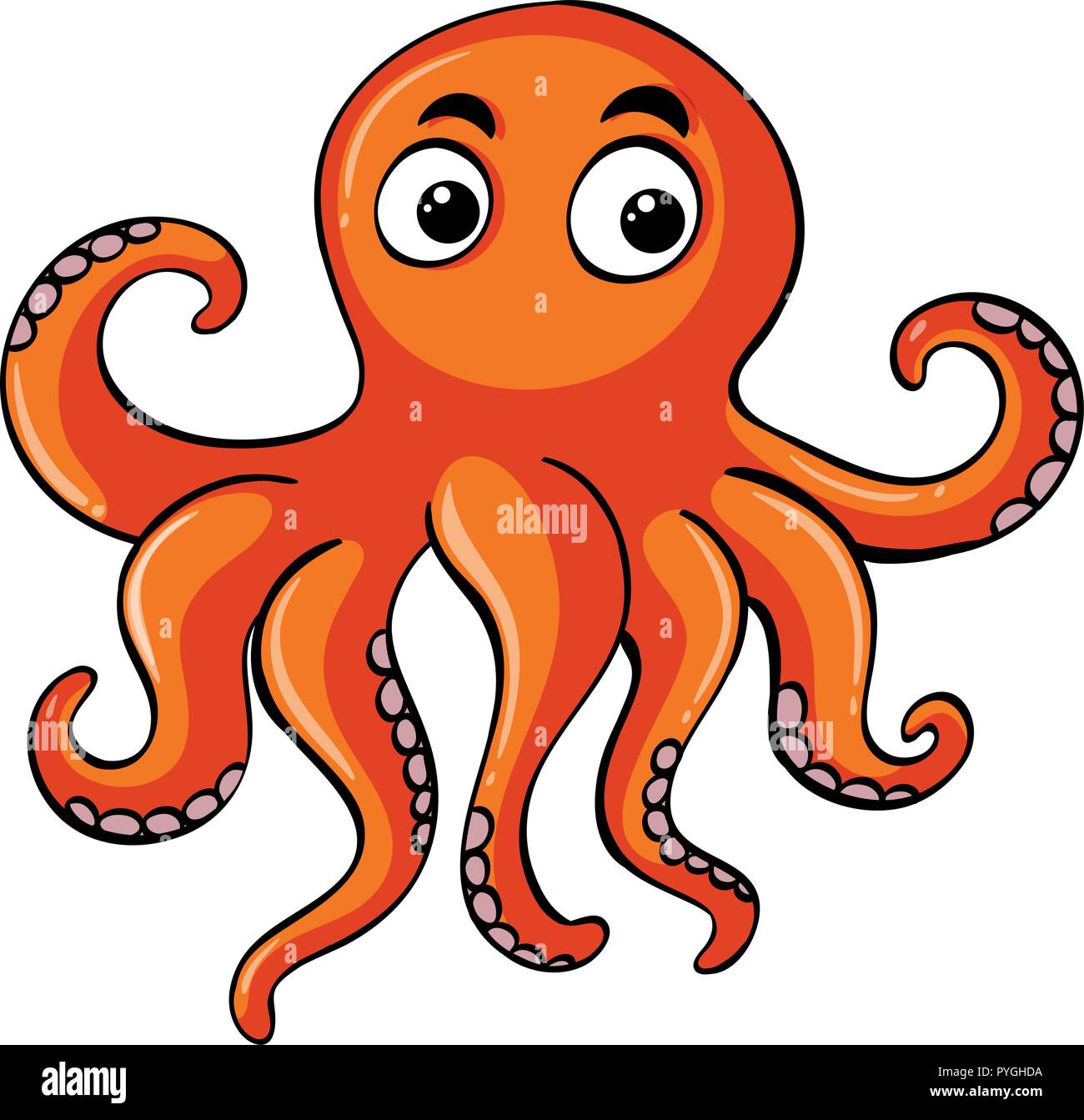 Orange octopus on white background illustration Stock Vector Image ...
