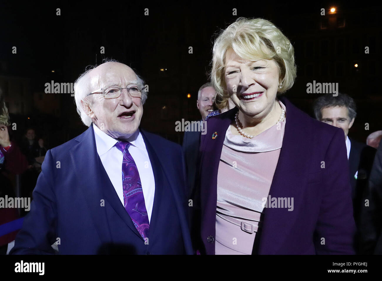 Michael D Higgins and his wife Sabina arrive at Dublin Castle to attend ...