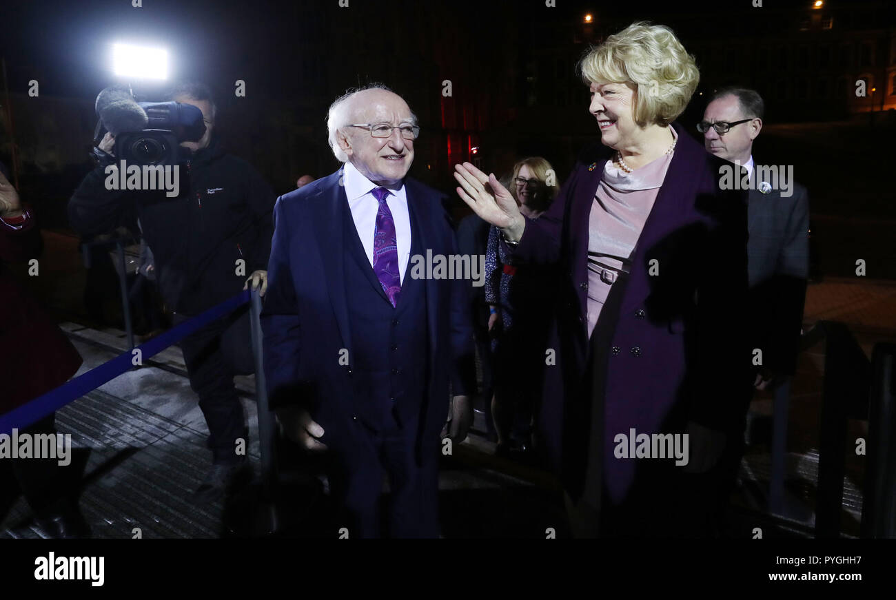 Michael D Higgins and his wife Sabina arrive at Dublin Castle to attend ...