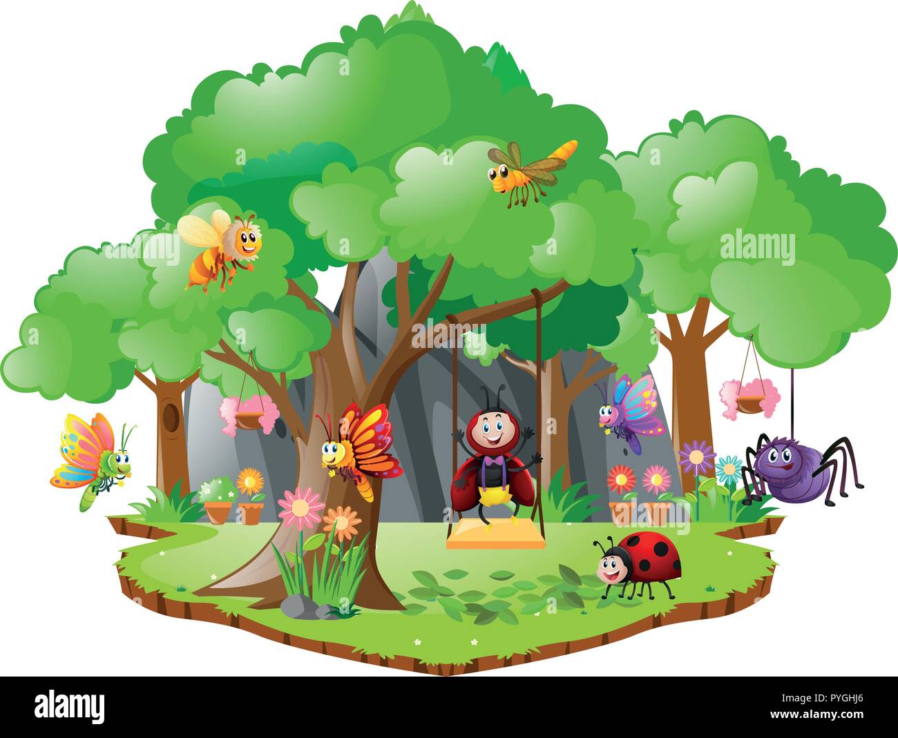 Many bugs living in forest illustration Stock Vector Image & Art - Alamy