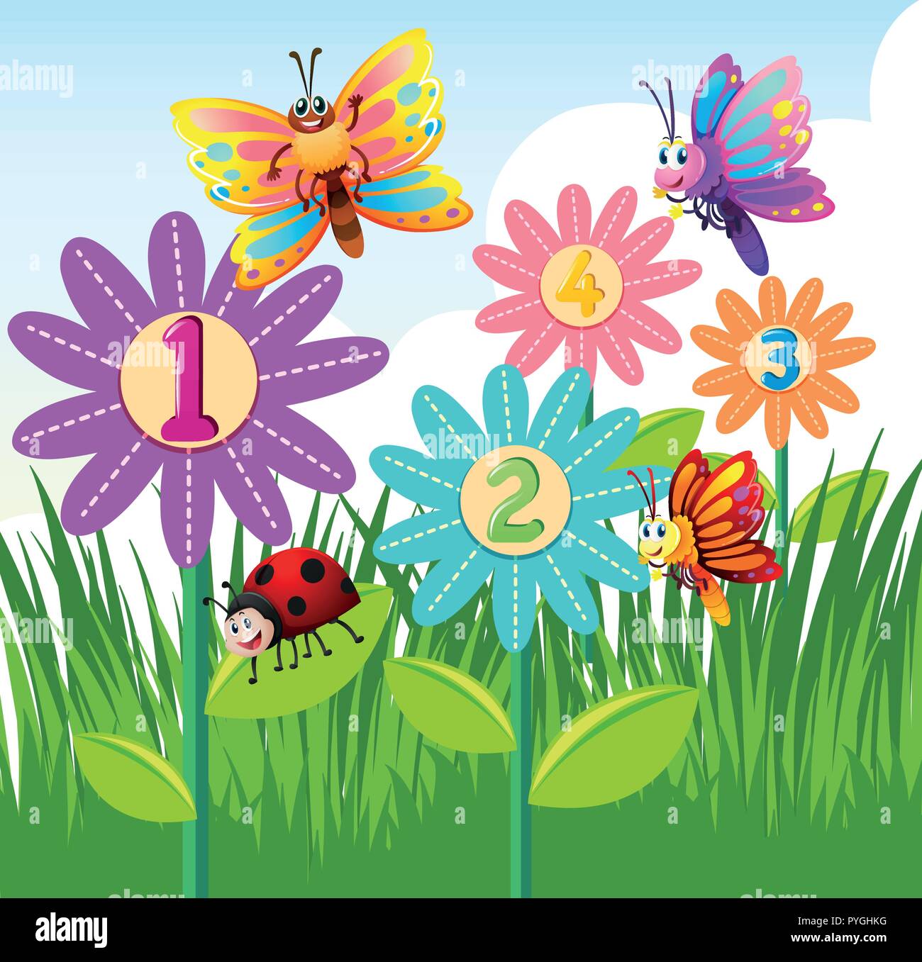 Counting numbers with colorful insects illustration Stock Vector Image ...