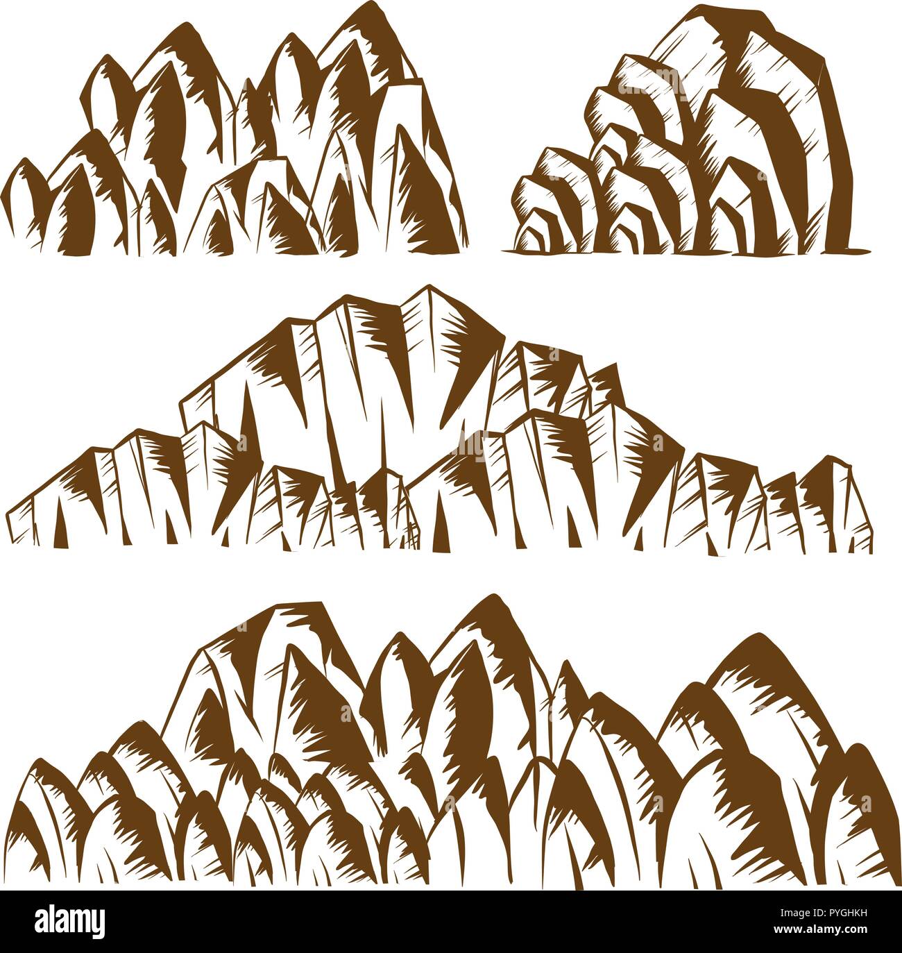 Different patterns of mountains illustration Stock Vector Image & Art ...