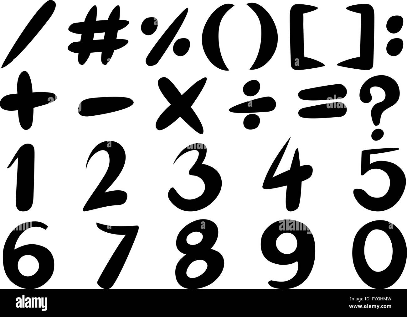 Font design for numbers and signs in black illustration Stock Vector ...