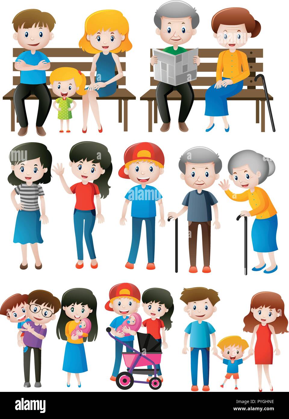 Family members of different generations illustration Stock Vector Image ...
