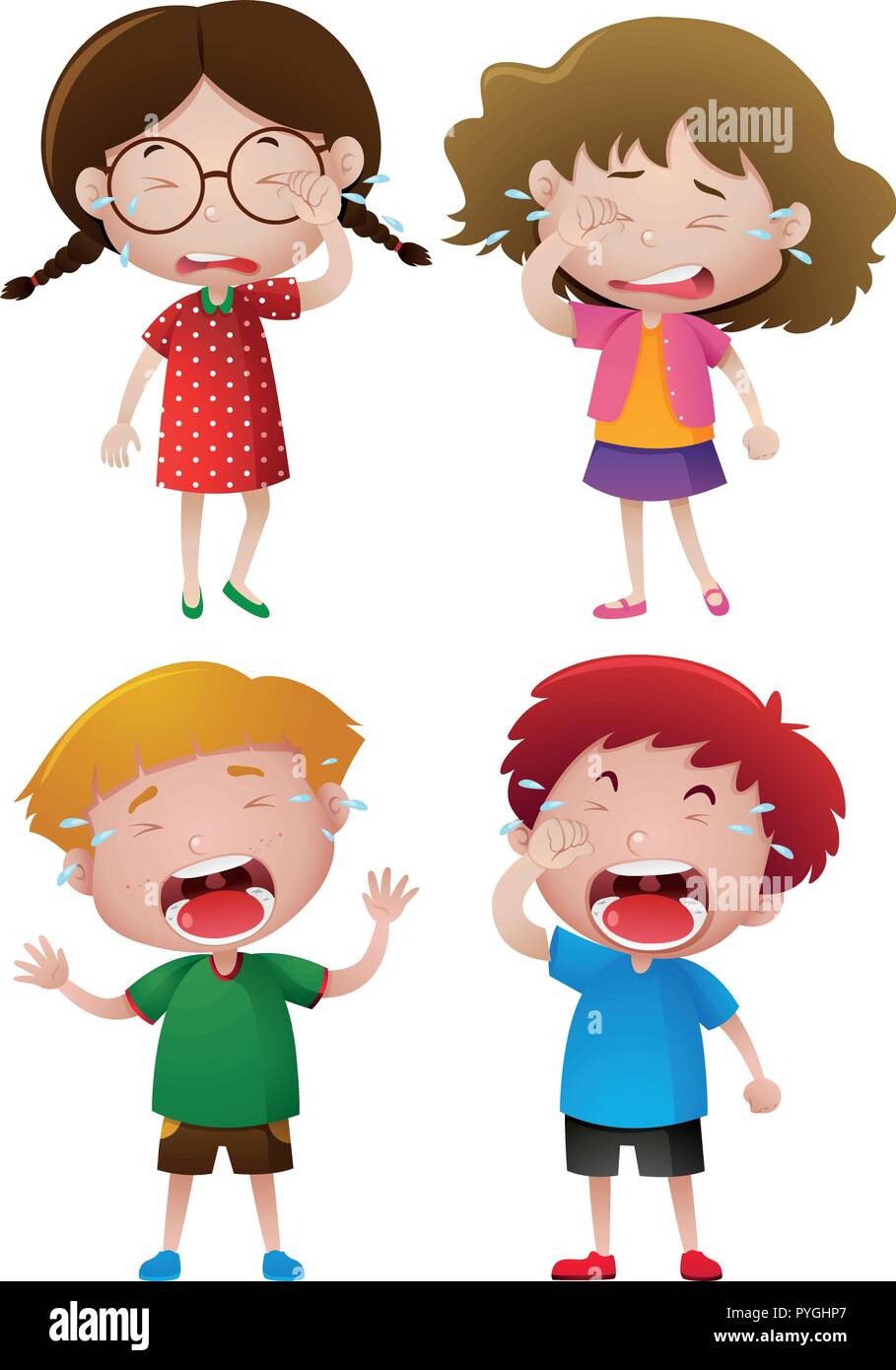Boys and girls crying with tears illustration Stock Vector Image & Art ...
