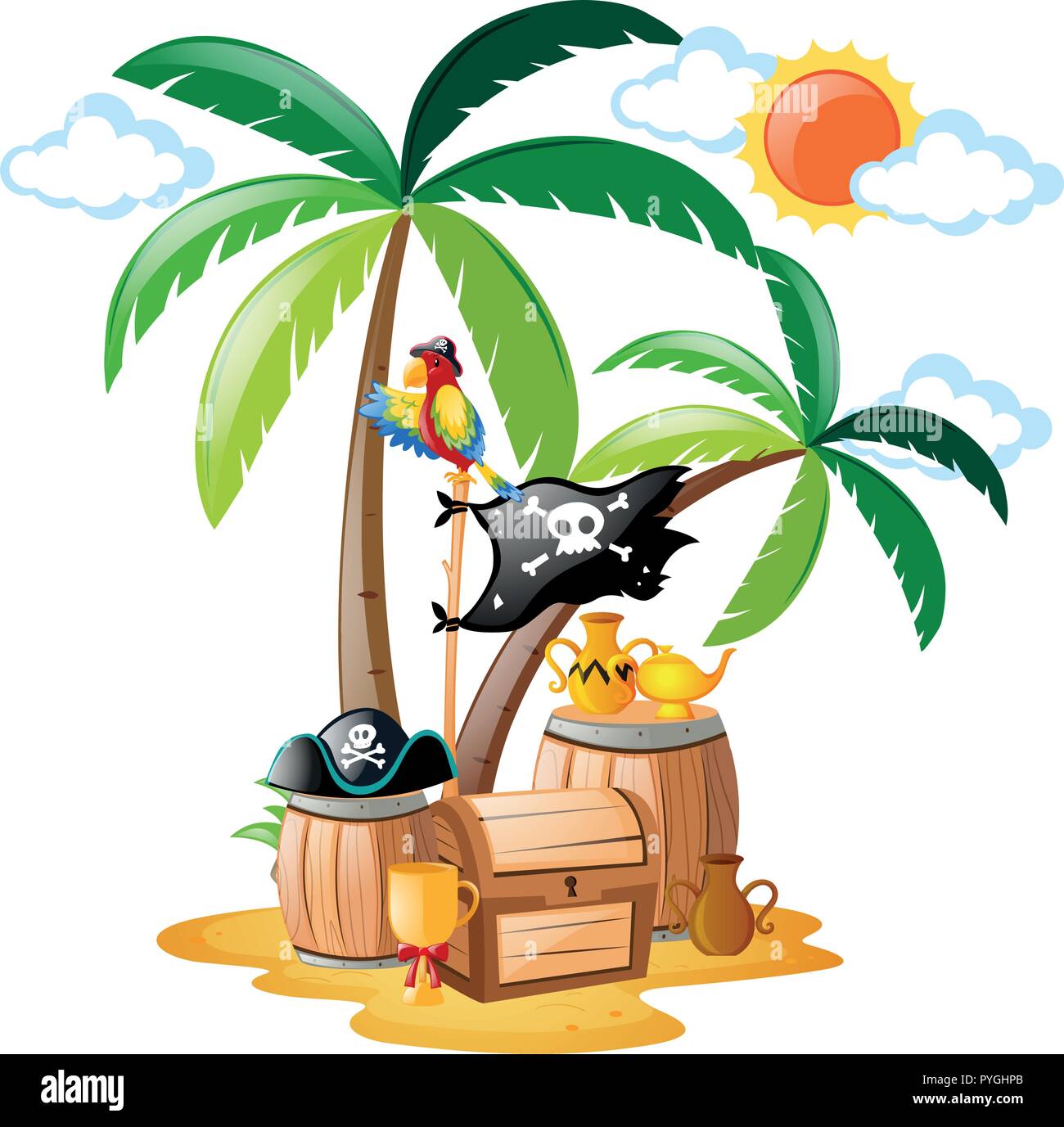 Parrot standing on pirate bird illustration Stock Vector Image & Art ...