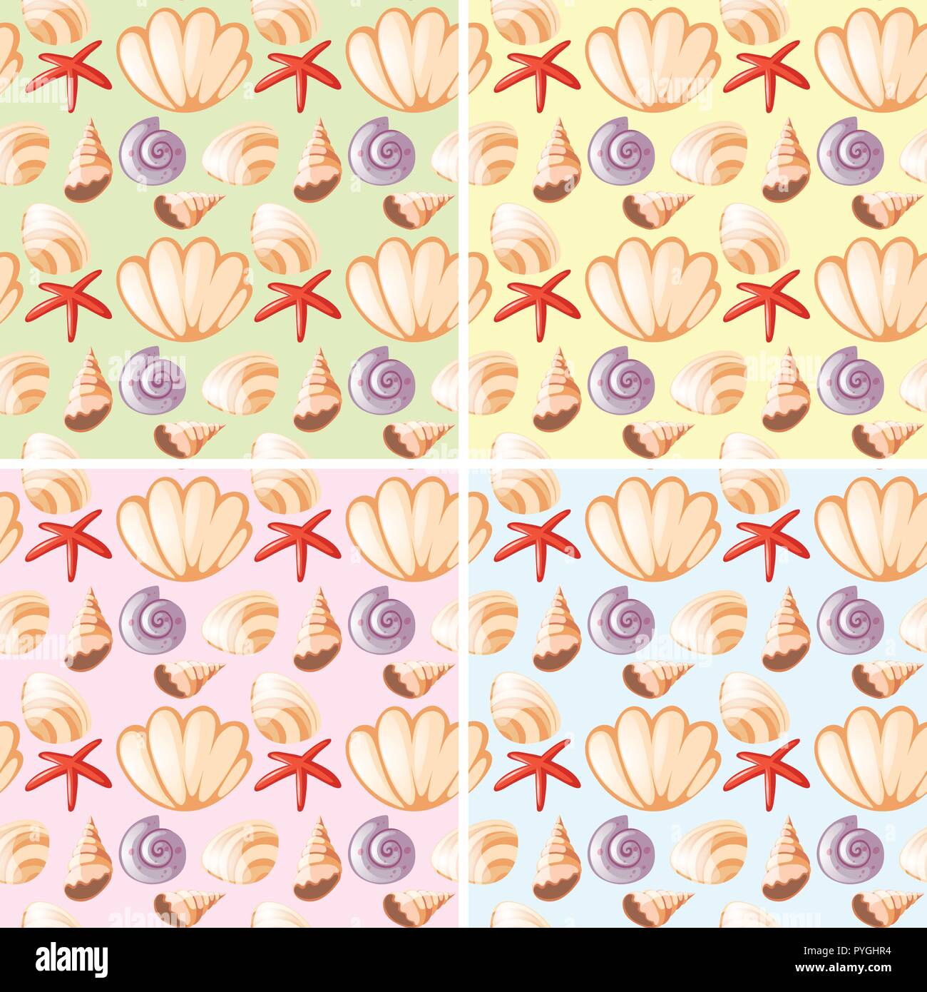 Seamless background design with seashells illustration Stock Vector ...
