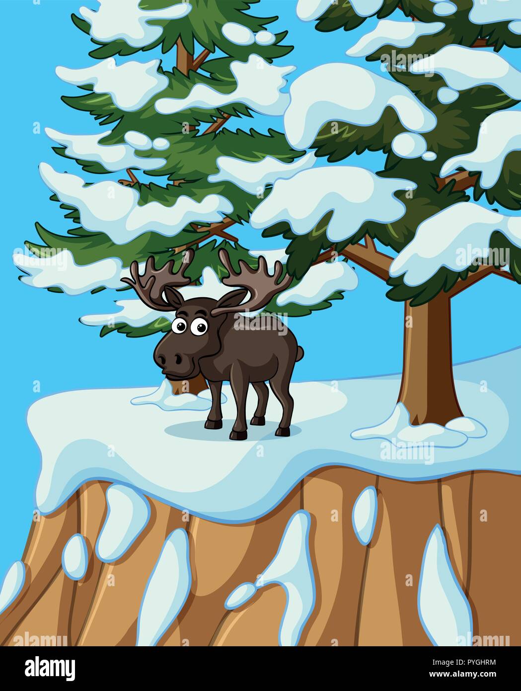 Deer standing on snow Stock Vector Images - Alamy