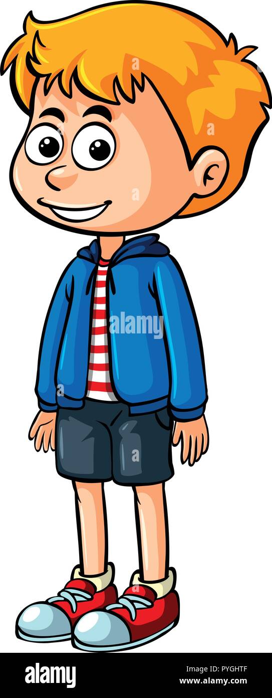 Little boy with blue jacket illustration Stock Vector Image & Art - Alamy