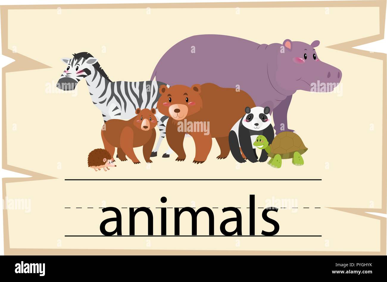 Wordcard design for word animals illustration Stock Vector Image & Art ...