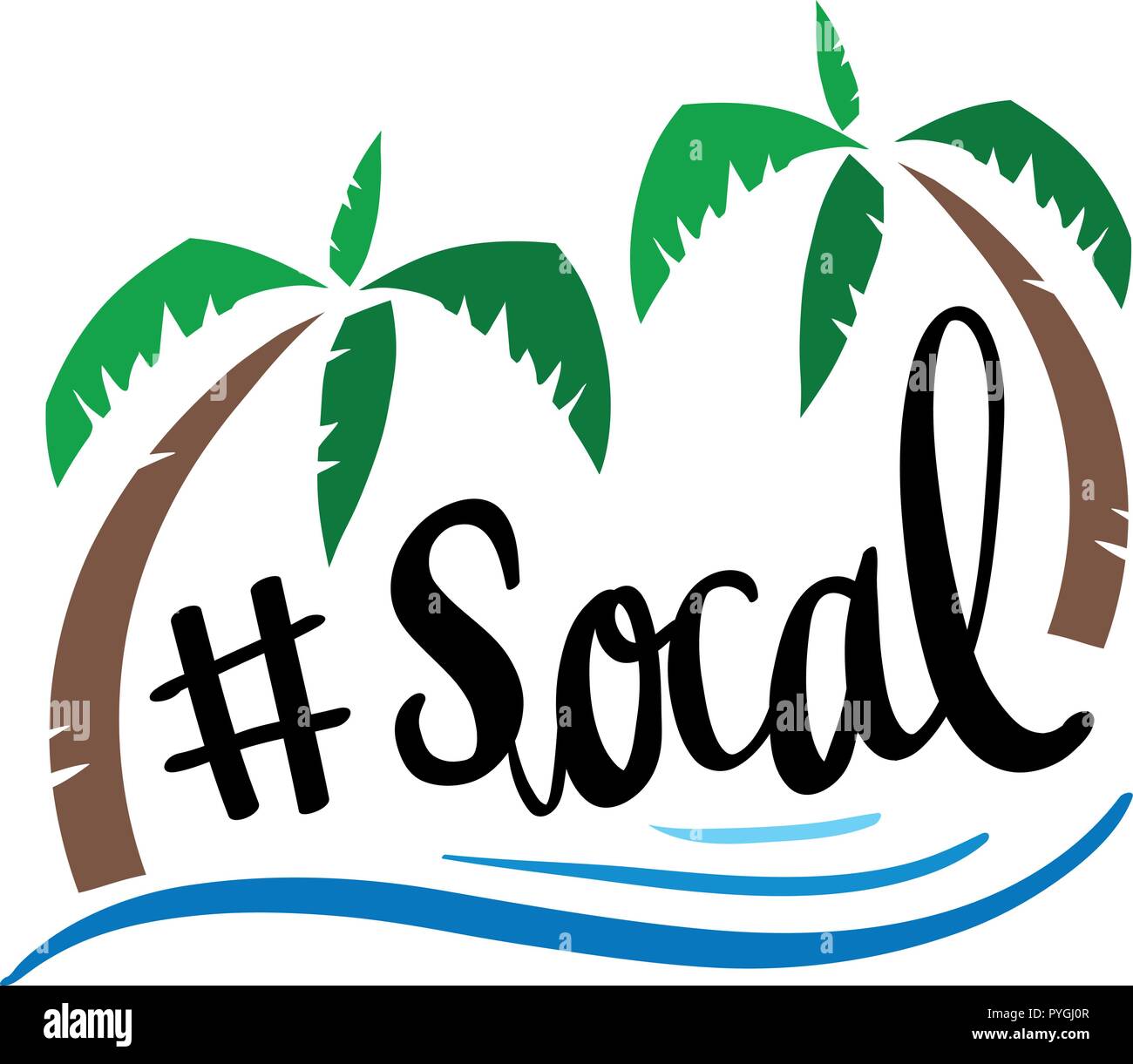 Word socal with ocean and tree illustration Stock Vector Image & Art ...