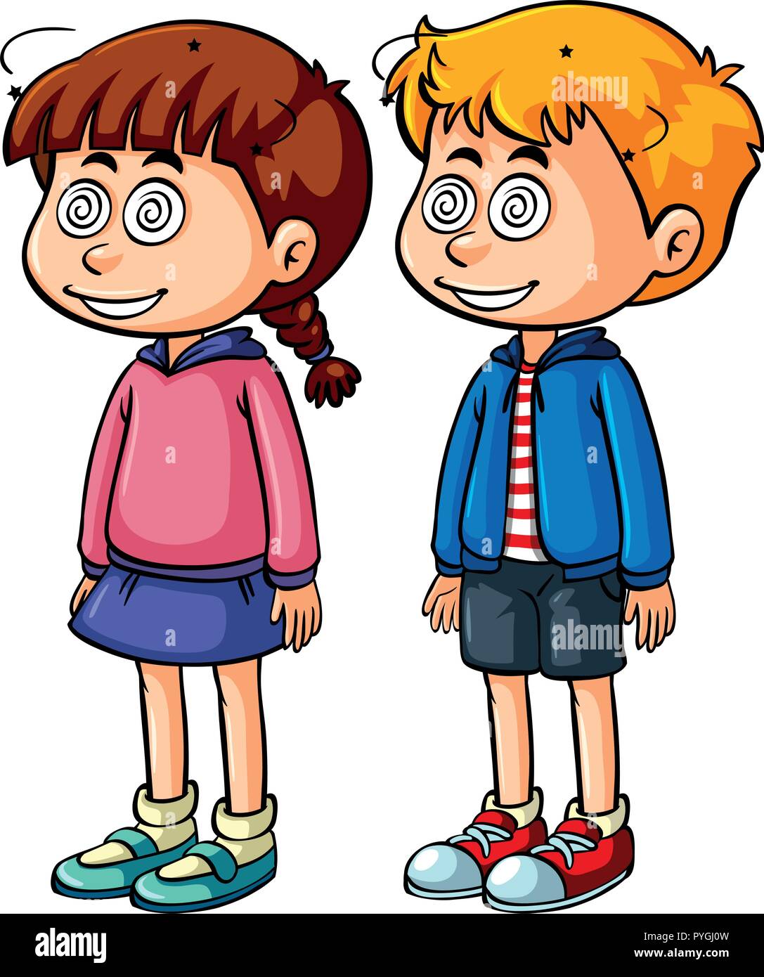 Boy and girl with dizzy face illustration Stock Vector Image & Art - Alamy