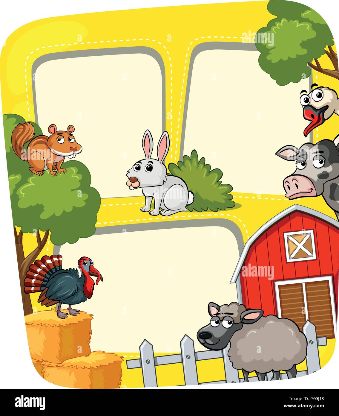 Frame template with farm animals illustration Stock Vector Image & Art ...