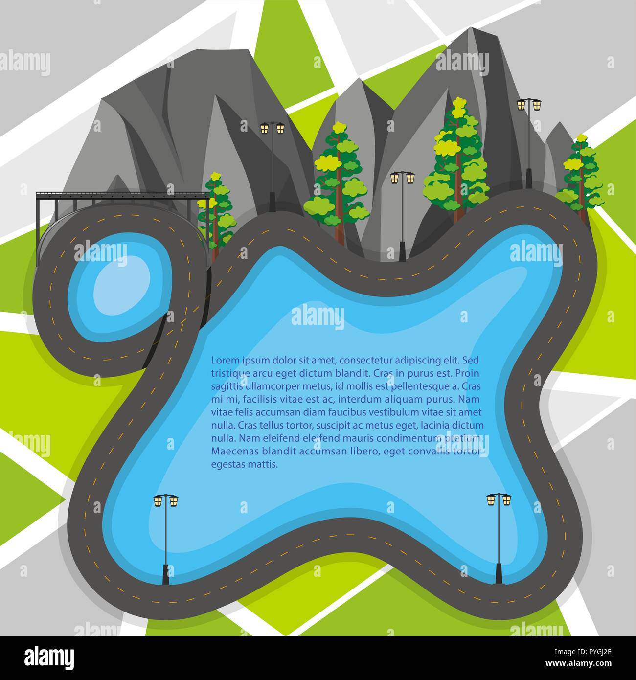 Road map with mountains and trees illustration Stock Vector Image & Art ...