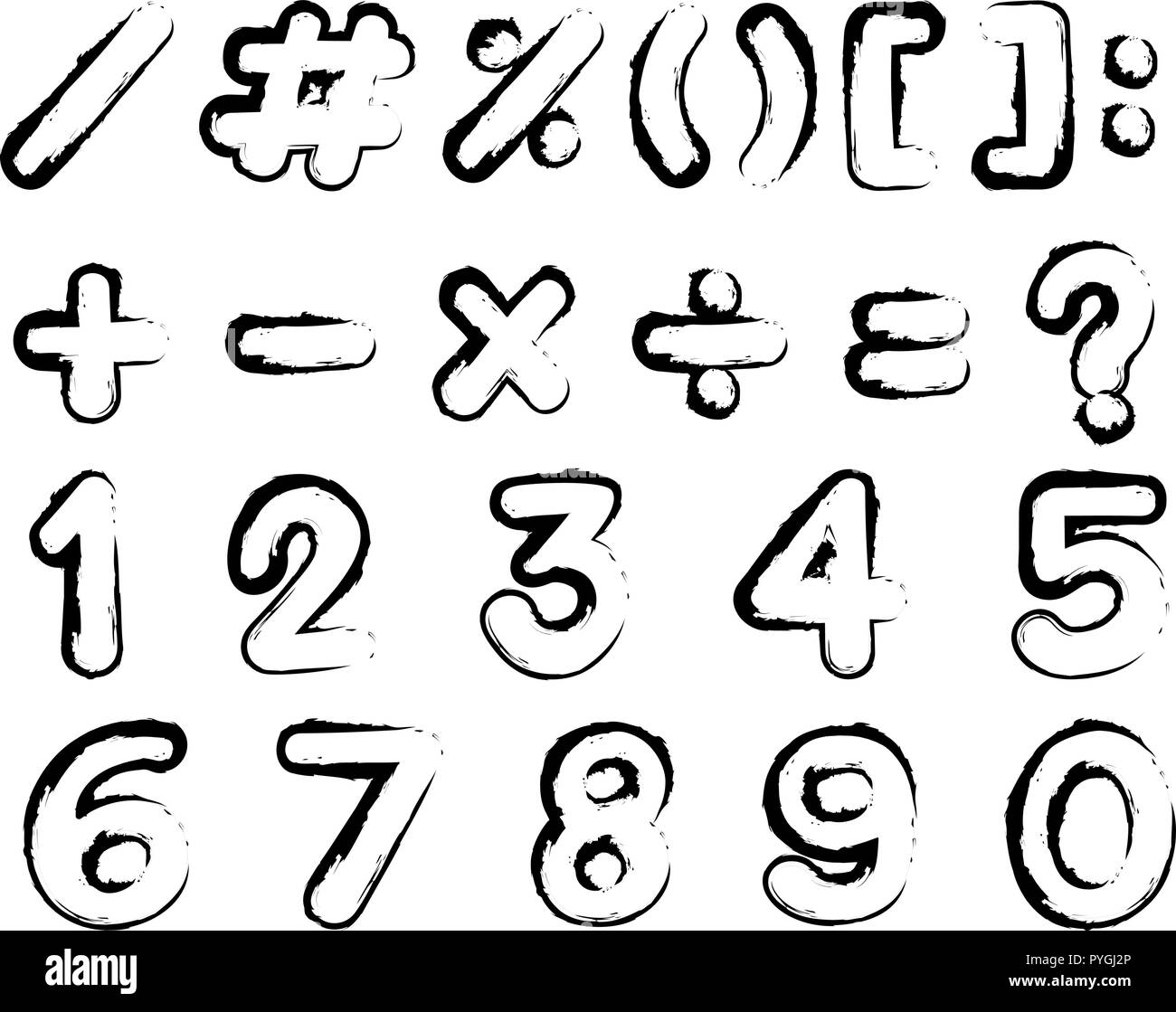 Black font for numbers and signs illustration Stock Vector Image & Art ...
