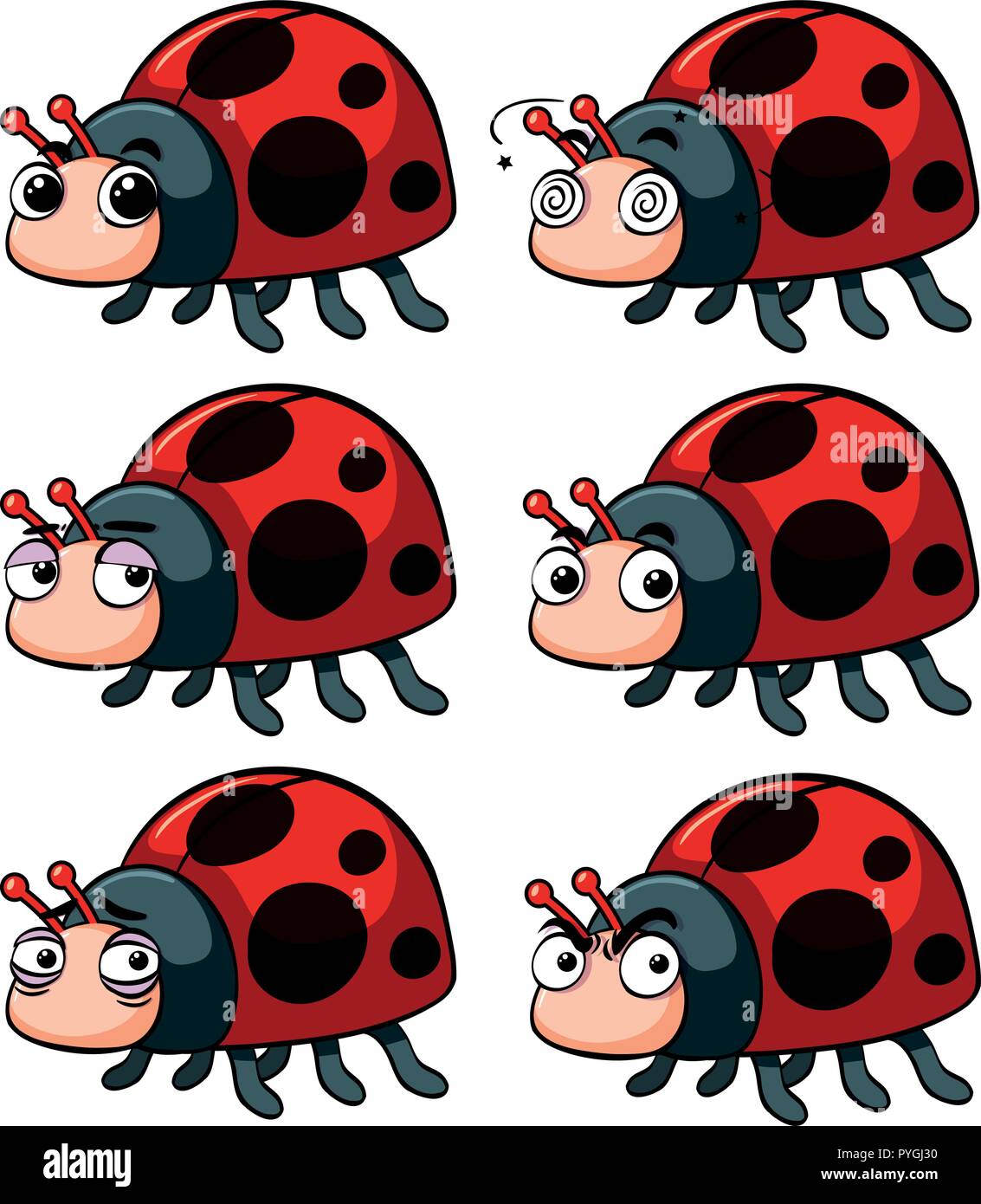 Different emotions of ladybugs illustration Stock Vector Image & Art ...