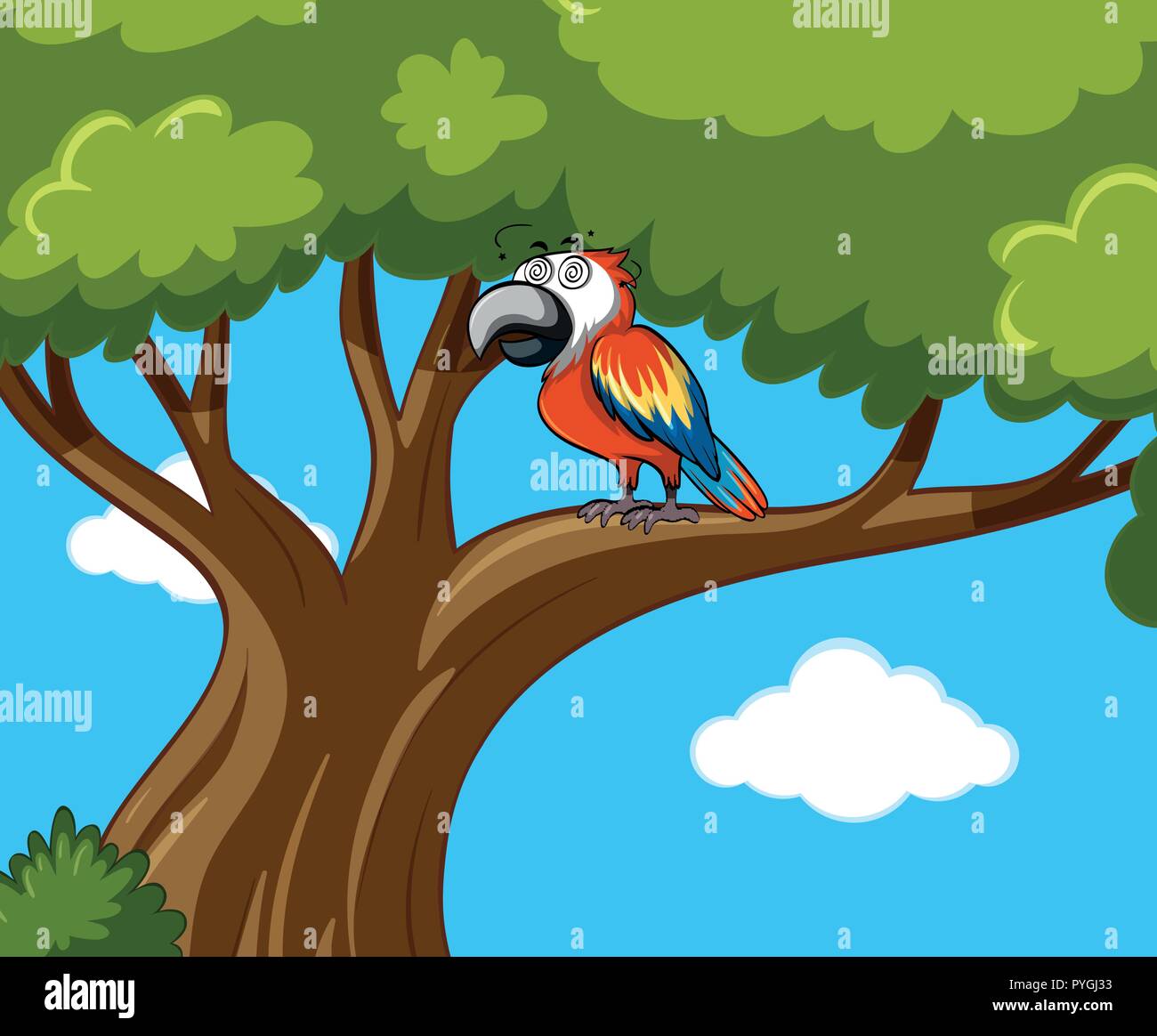 Parrot bird on the branch illustration Stock Vector Image & Art - Alamy
