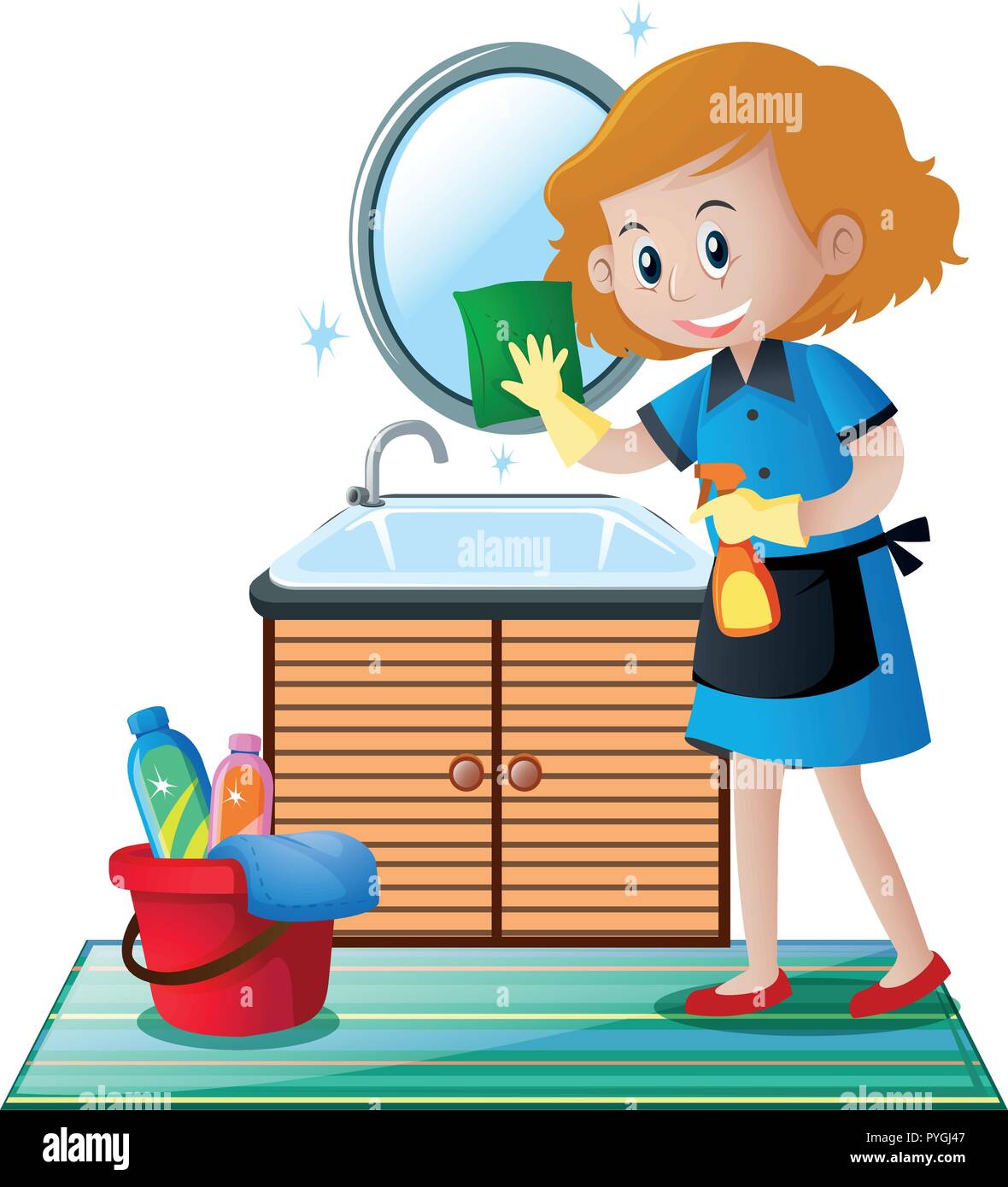 The cleaner cleaning the toilet illustration Stock Vector Image & Art ...