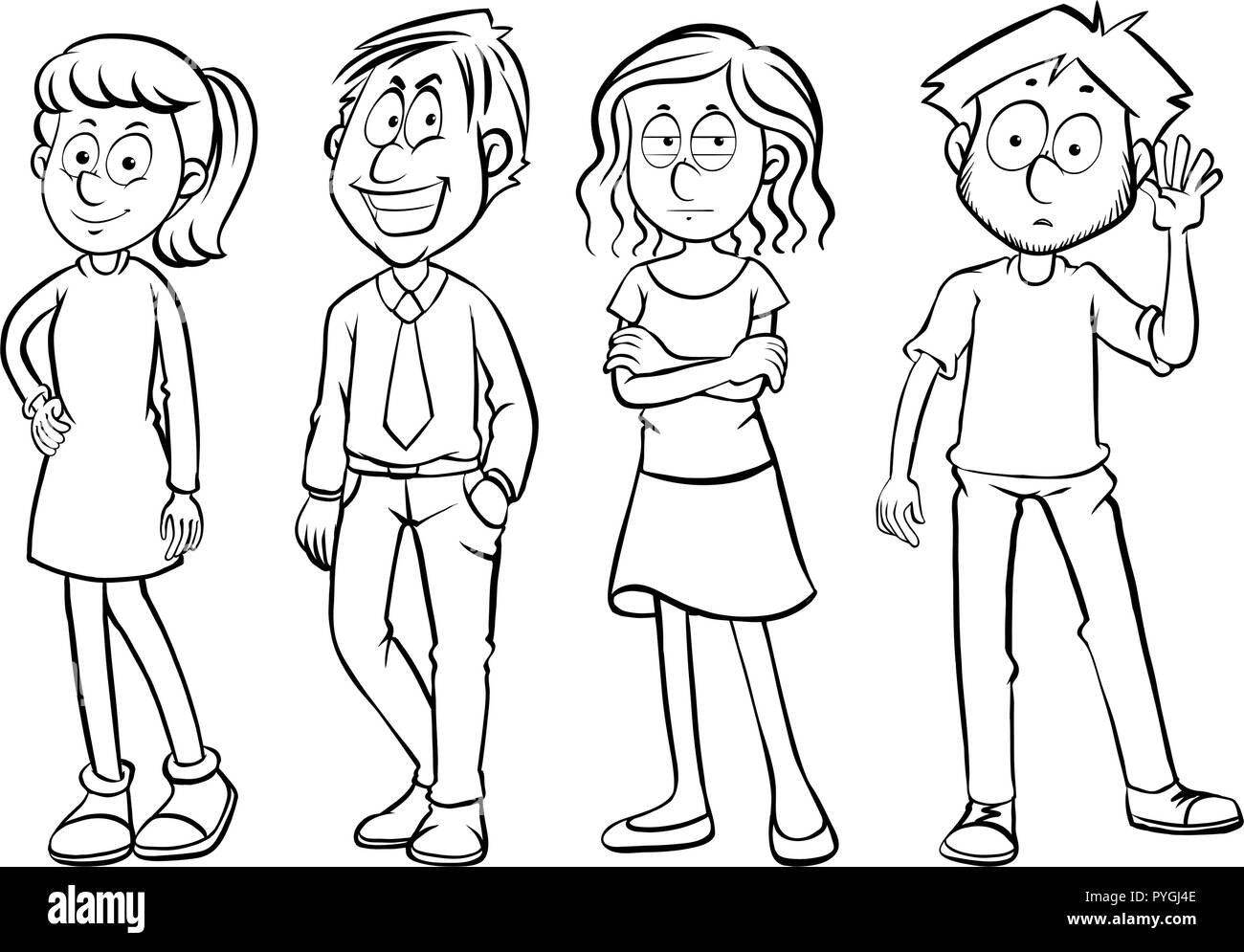 Doodles character for men and women illustration Stock Vector Image ...