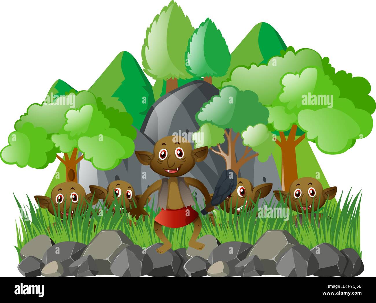 Many elves in the forest illustration Stock Vector Image & Art - Alamy