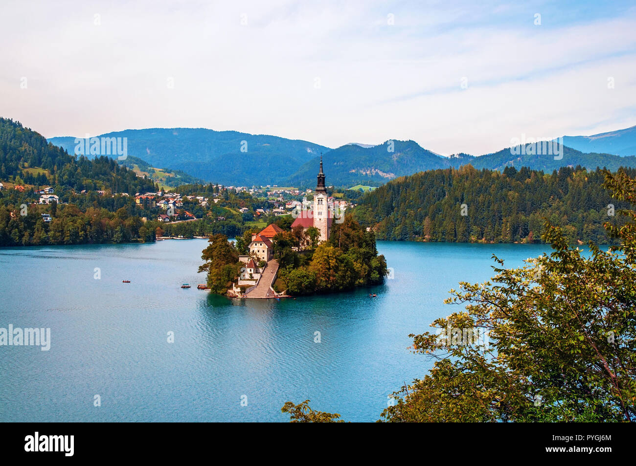 Castle on lake bled in Slovenia in early autumn Stock Photo - Alamy