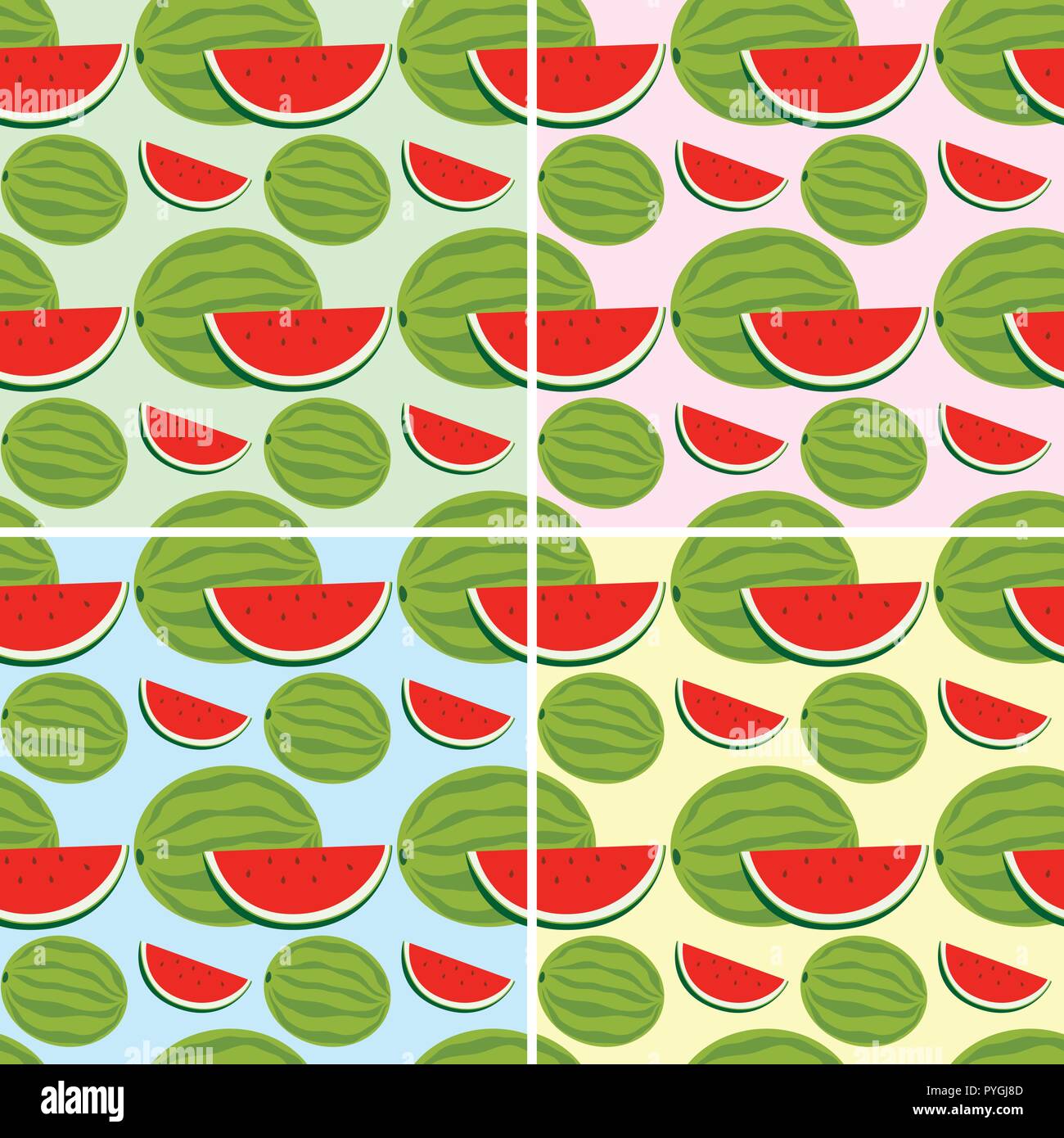 Seamless background template with fresh watermelons illustration Stock ...