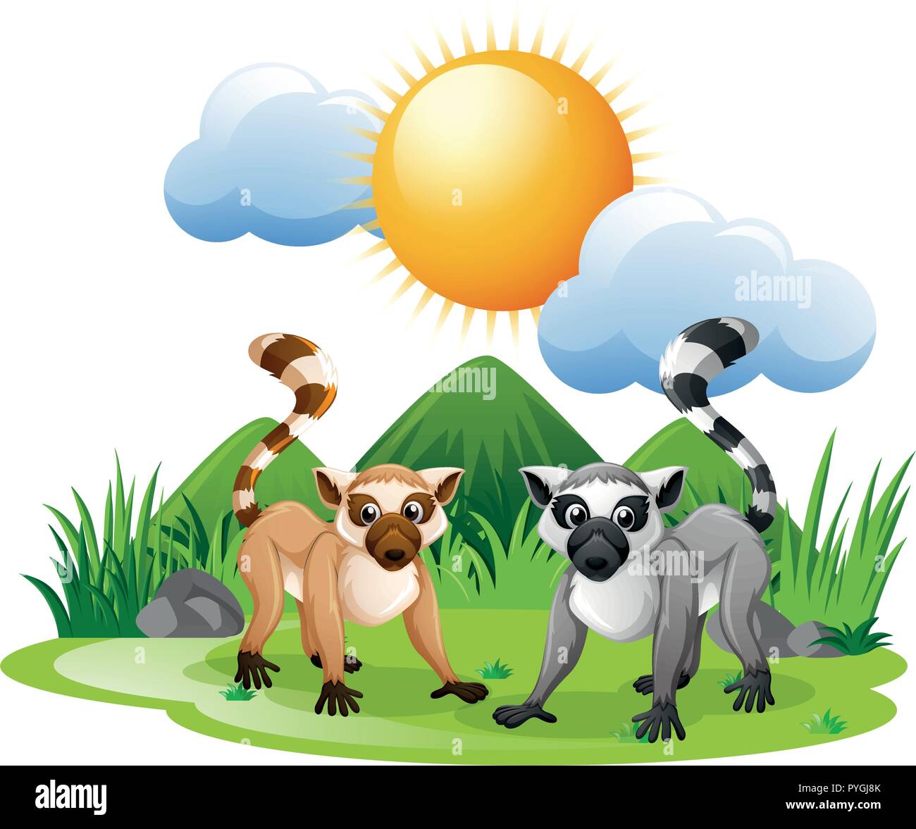 Lemur green background Stock Vector Images - Alamy