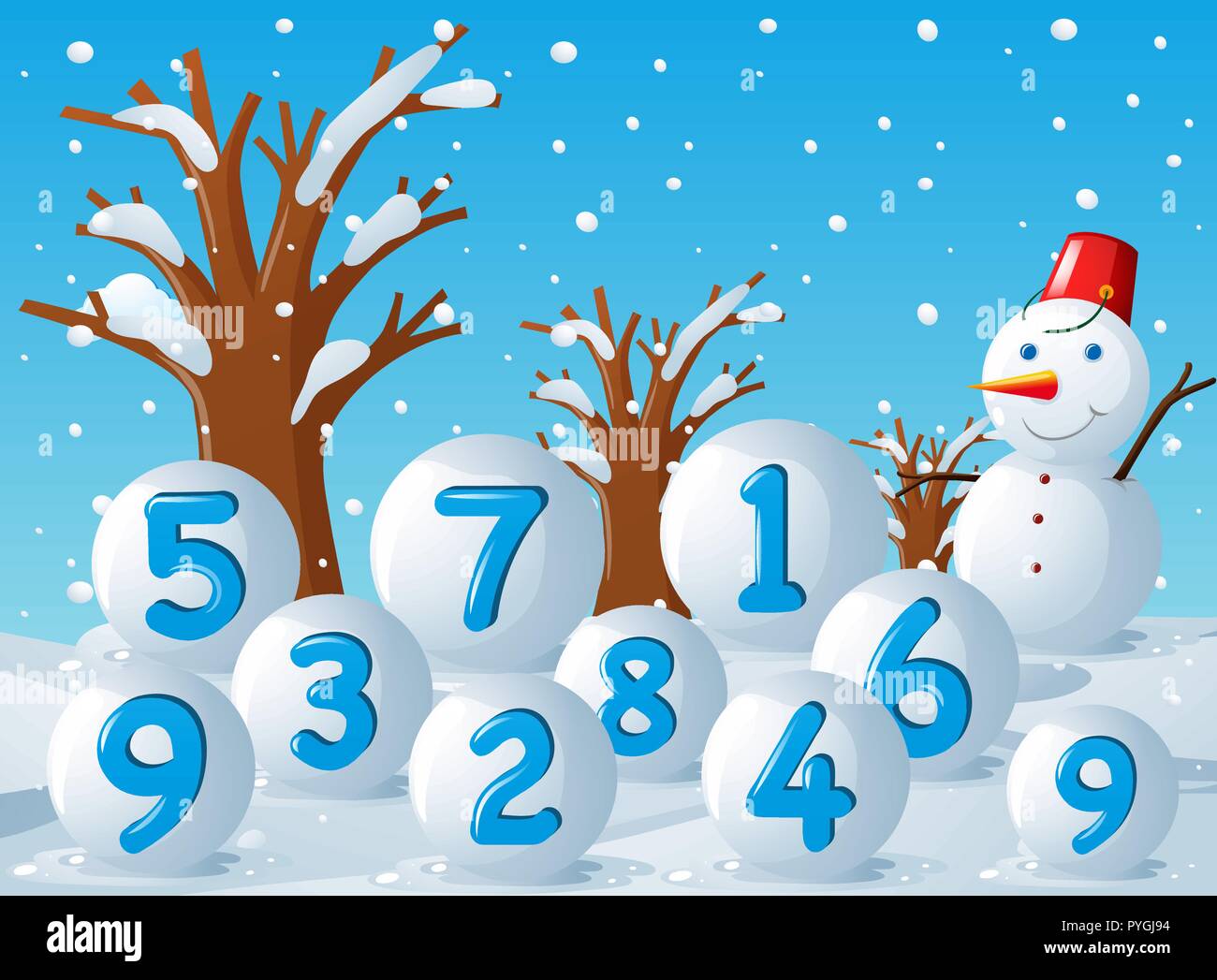 Scene with numbers on snow balls illustration Stock Vector Image & Art ...